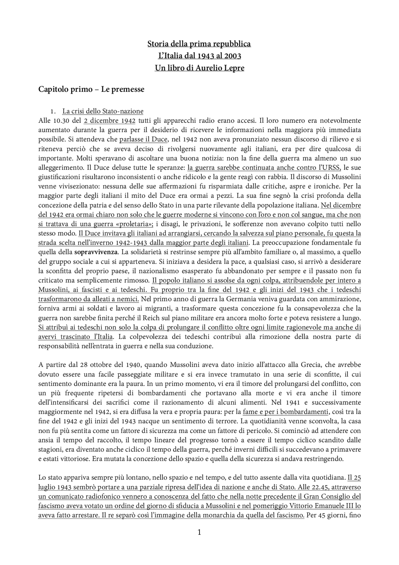 Storia della prima repubblica: L’Italia dal 1943 al 2003 Aurelio Lepre ...