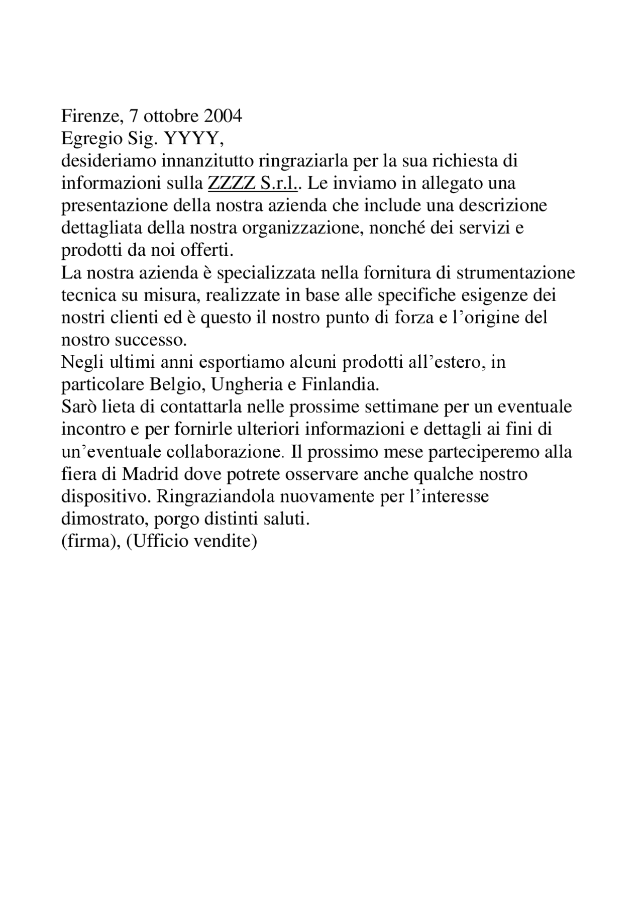 ITA-INGL BUSINESS LETTER - Docsity