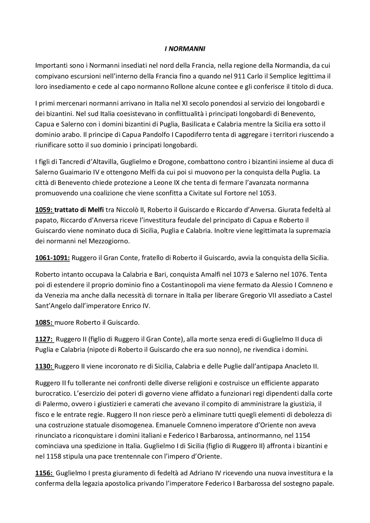 Storia Medievale I Normanni Docsity