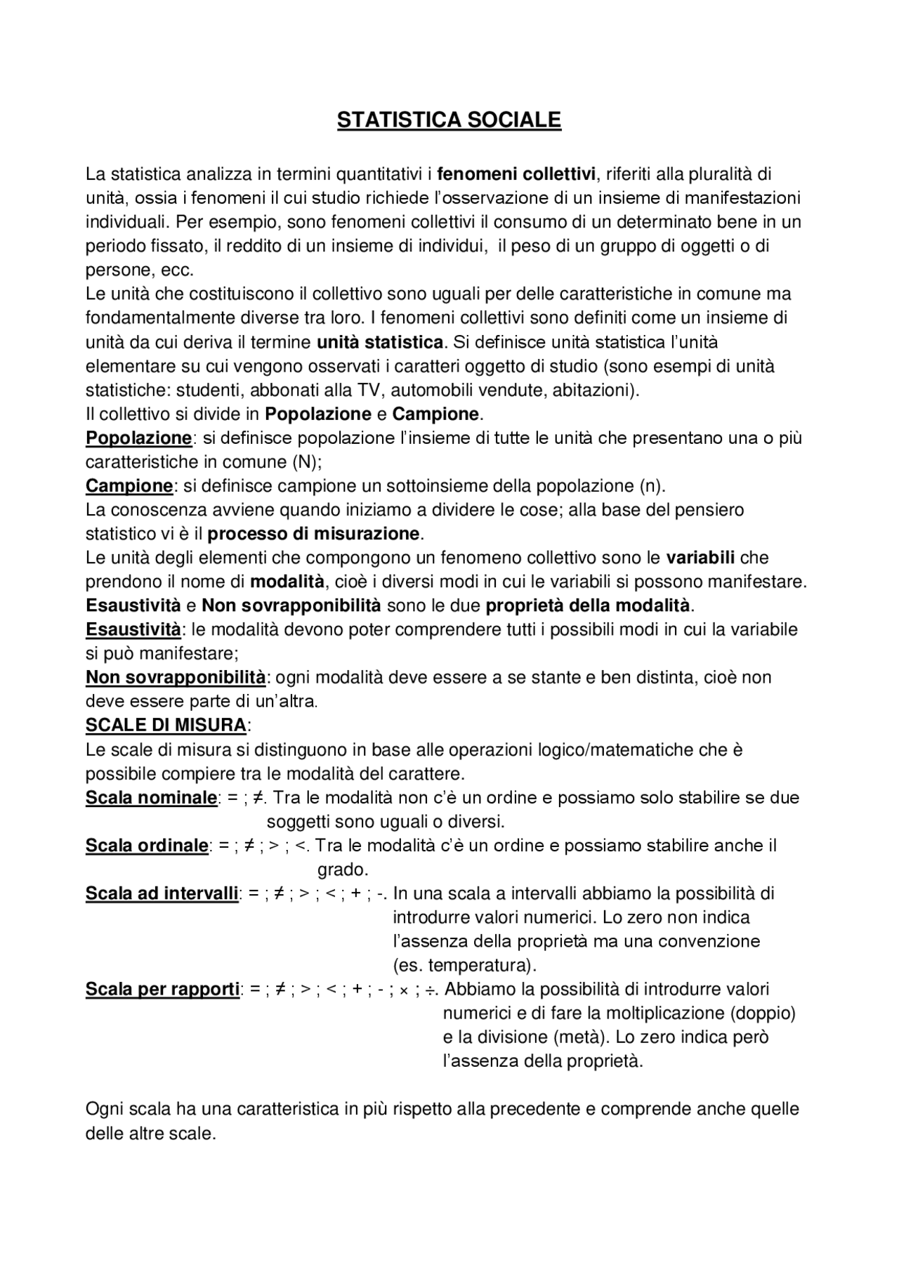Statistica Sociale Cicchitelli Riassunto 1718 Docsity