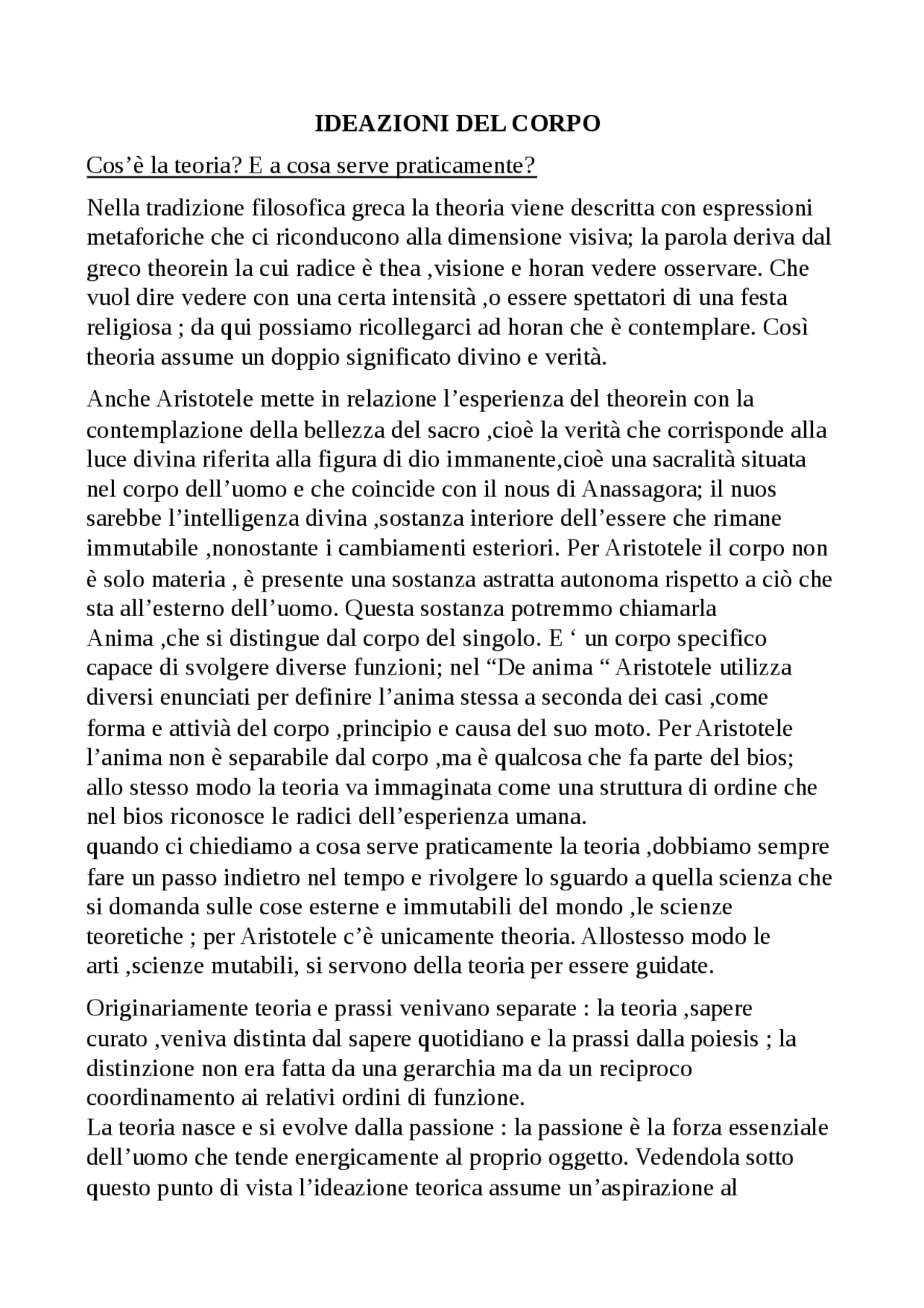 Ideazioni Del Corpo Docsity
