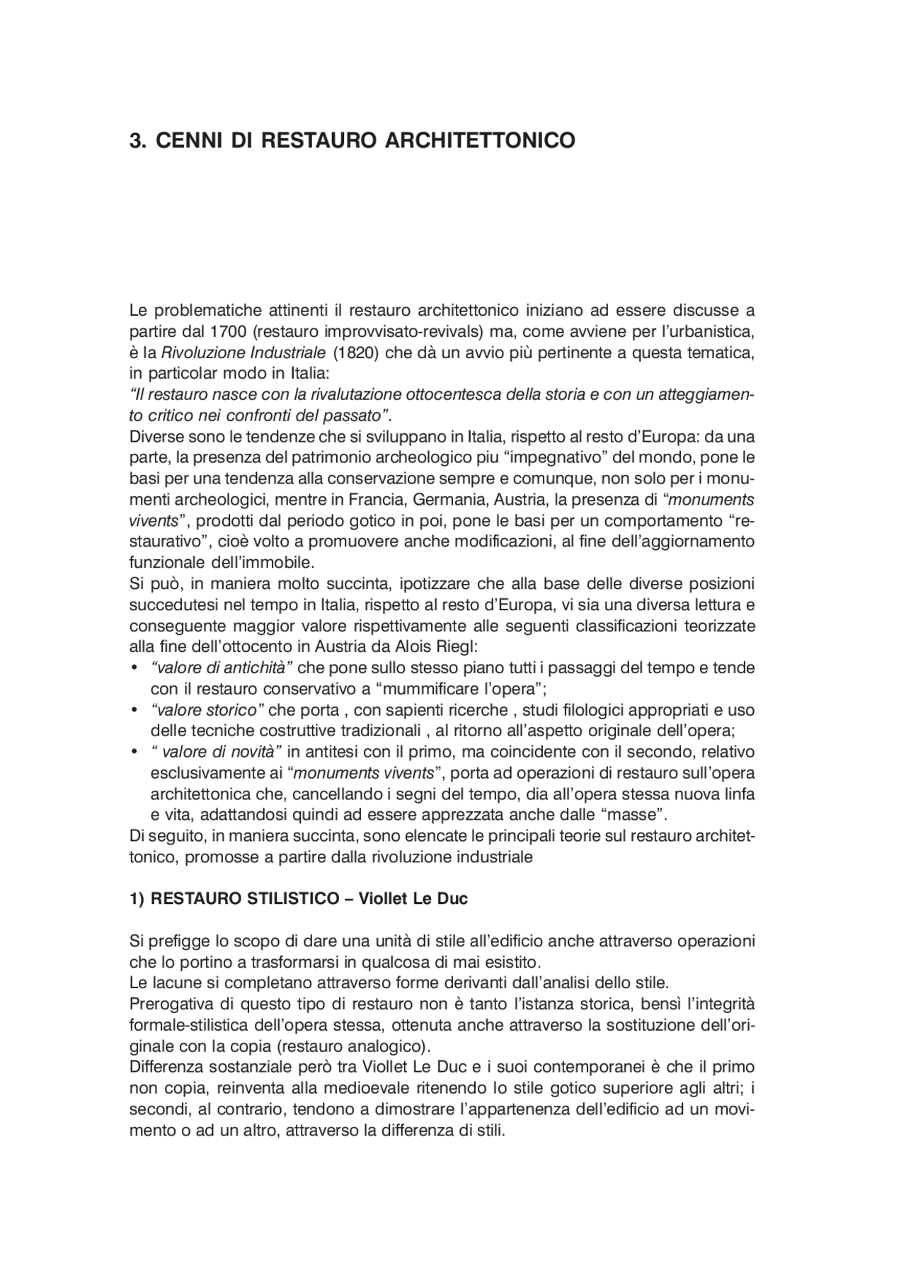 Cenni Storia Del Restauro Docsity