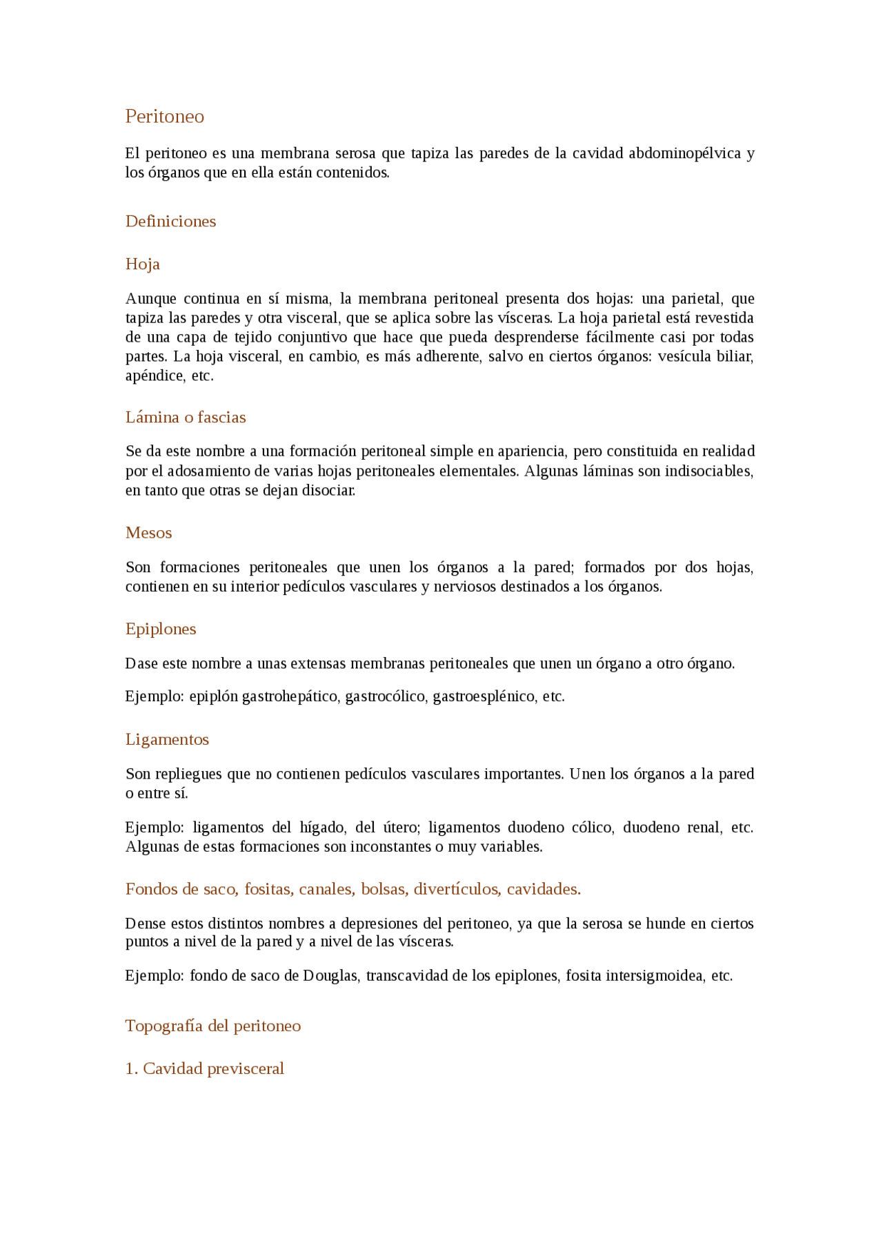 Peritoneo, todo lo que necesitas saber, bibliografia rouviere - Docsity