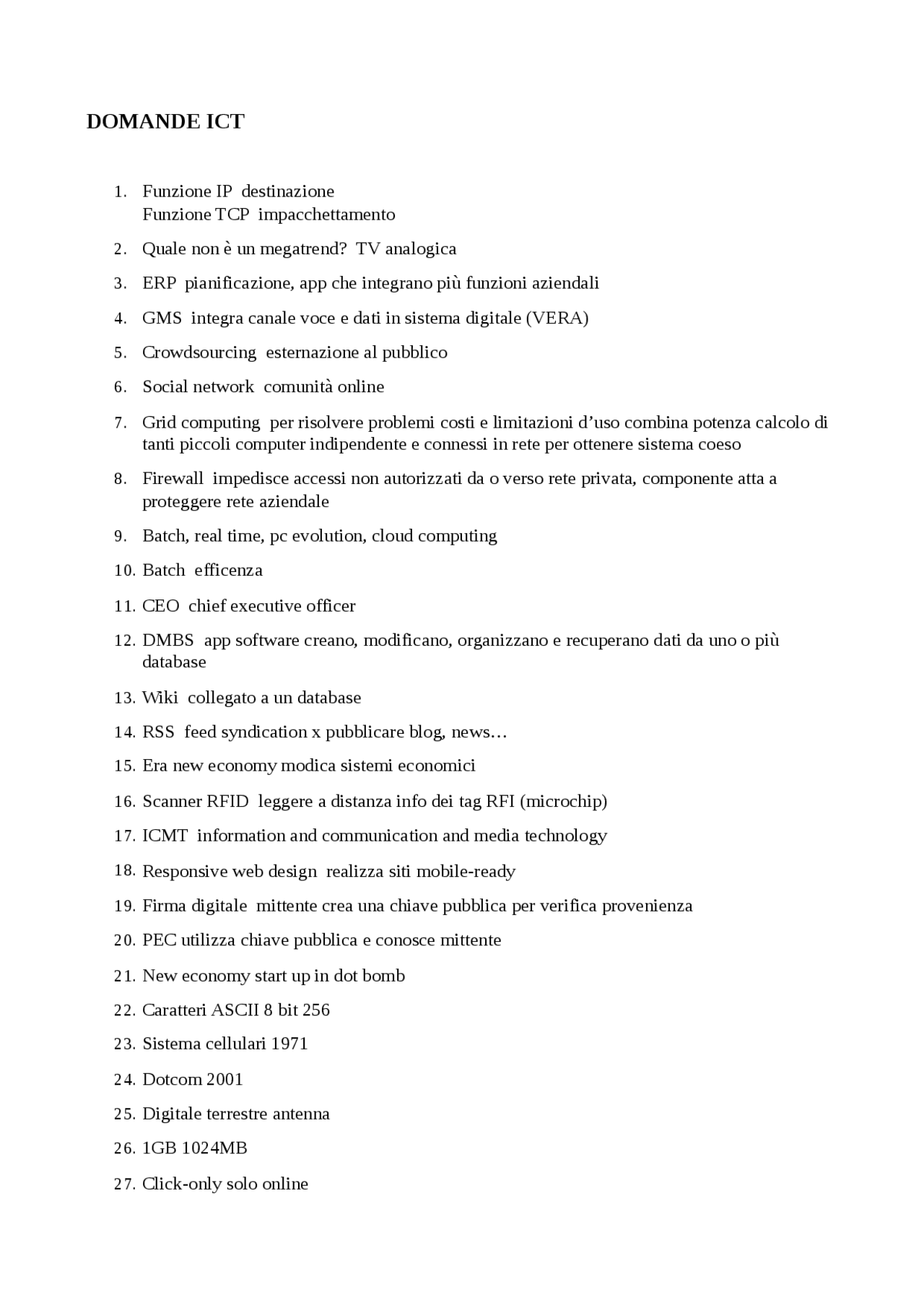 Domande Esame Ict Gemmo Carignani Docsity
