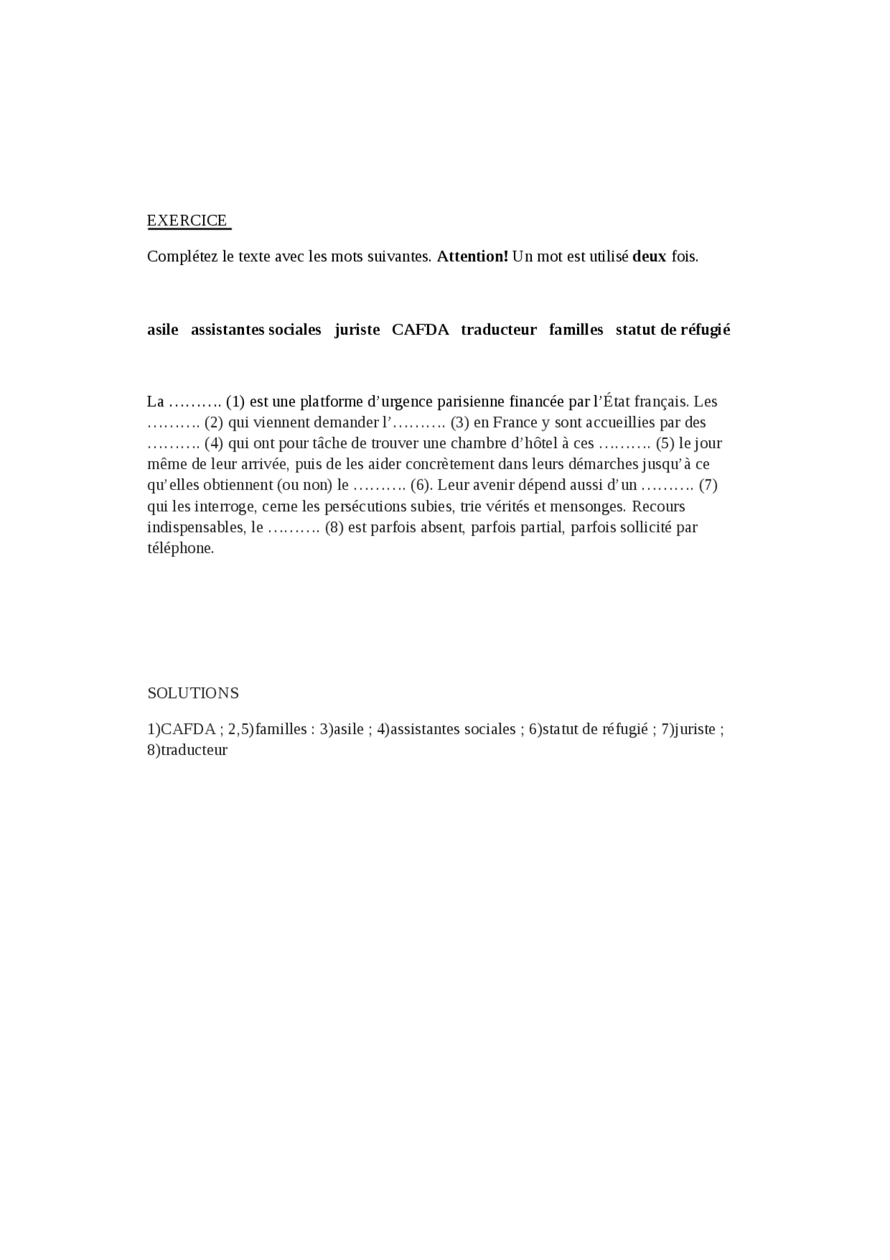 Esercizi Lingua Francese Docsity