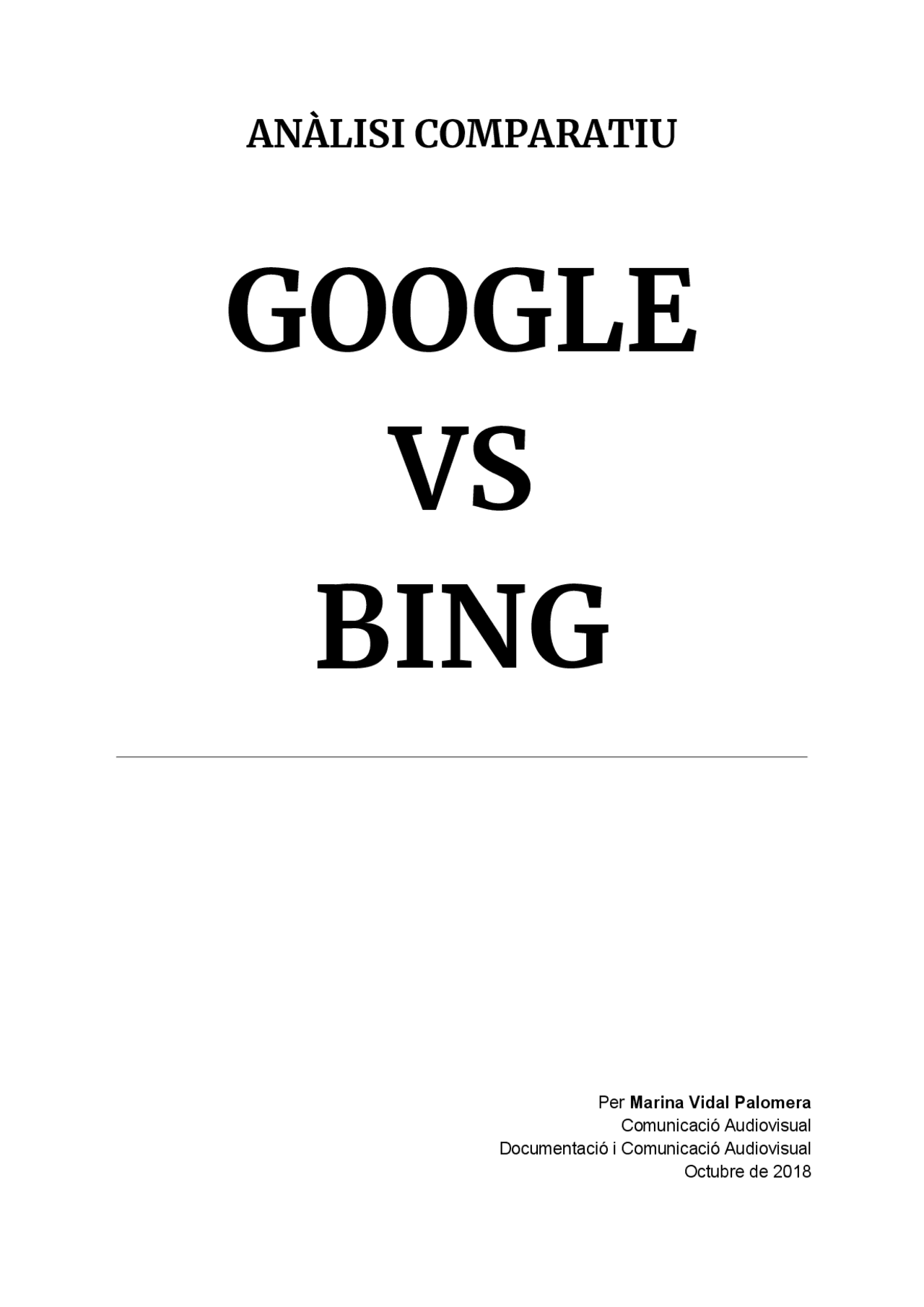 ANÀLISI COMPARATIVA GOOGLE VS BING - Docsity