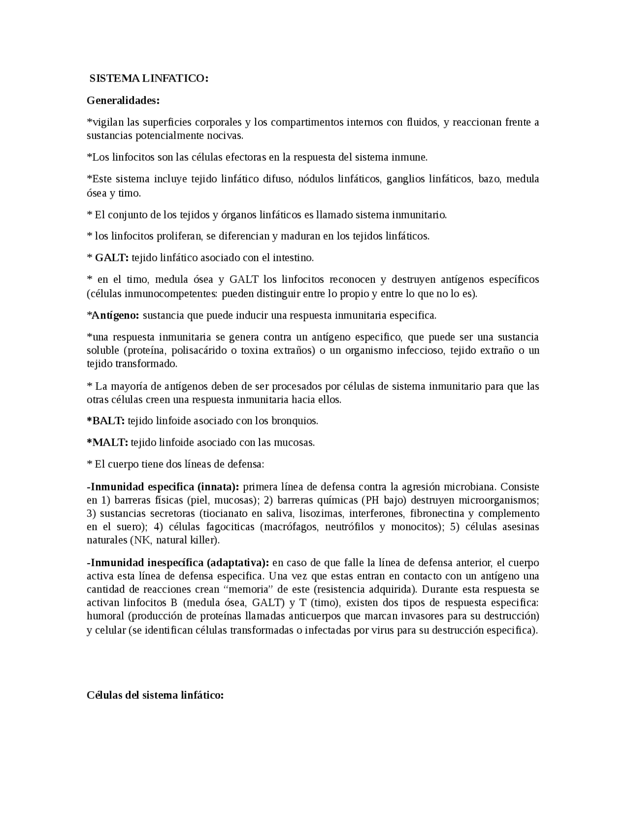 Resumen Sistema Linfatico Ross Resúmenes De Histología Docsity
