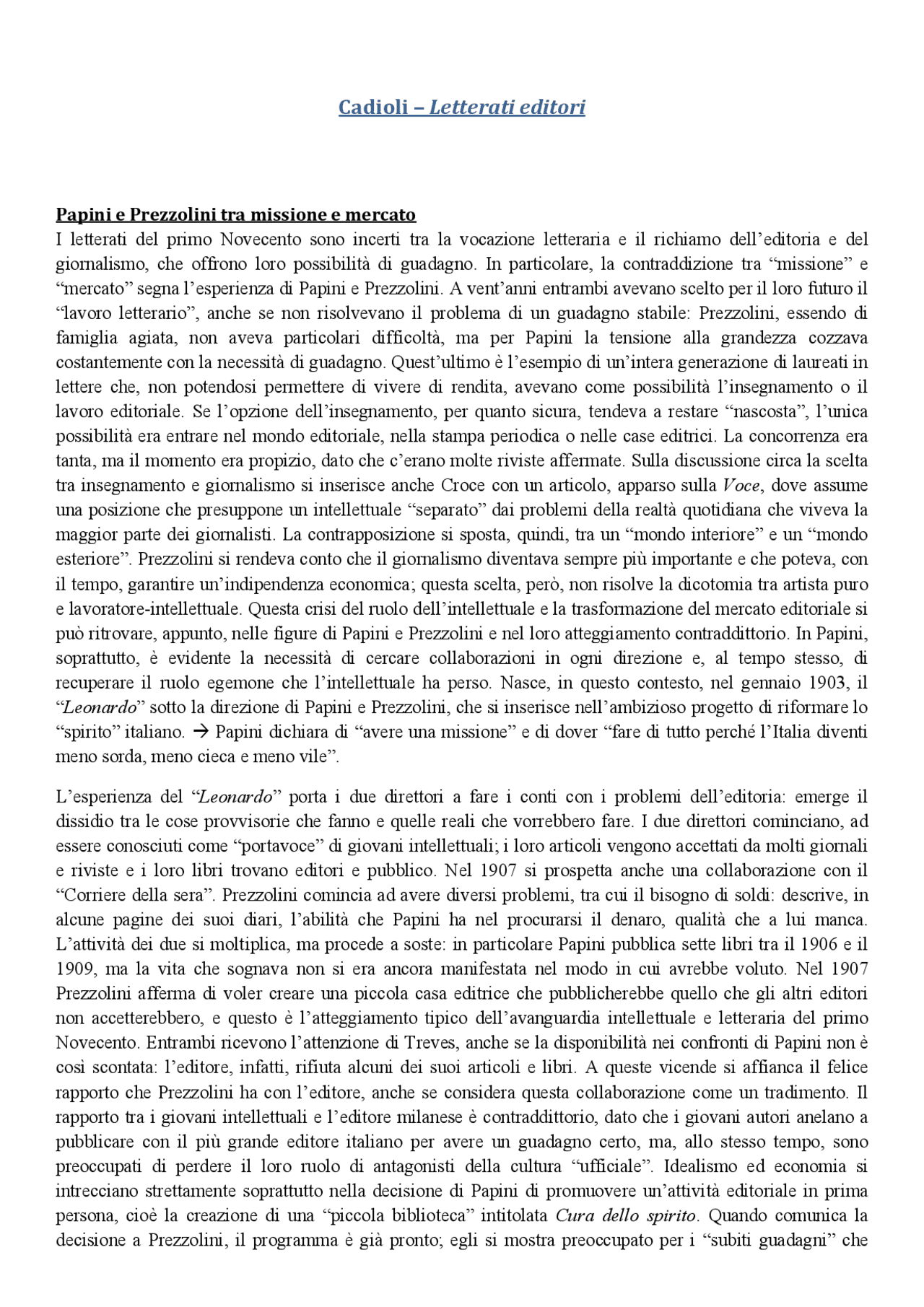 Letterati Editori Alberto Cadioli Docsity