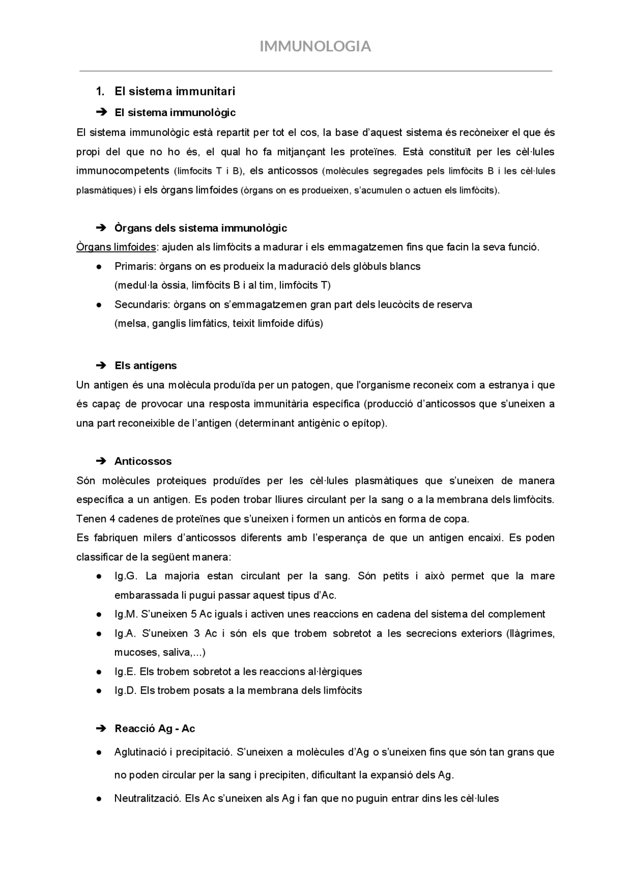 Resum Del Tema Immunologia Selectivitat Biologia Apuntes De
