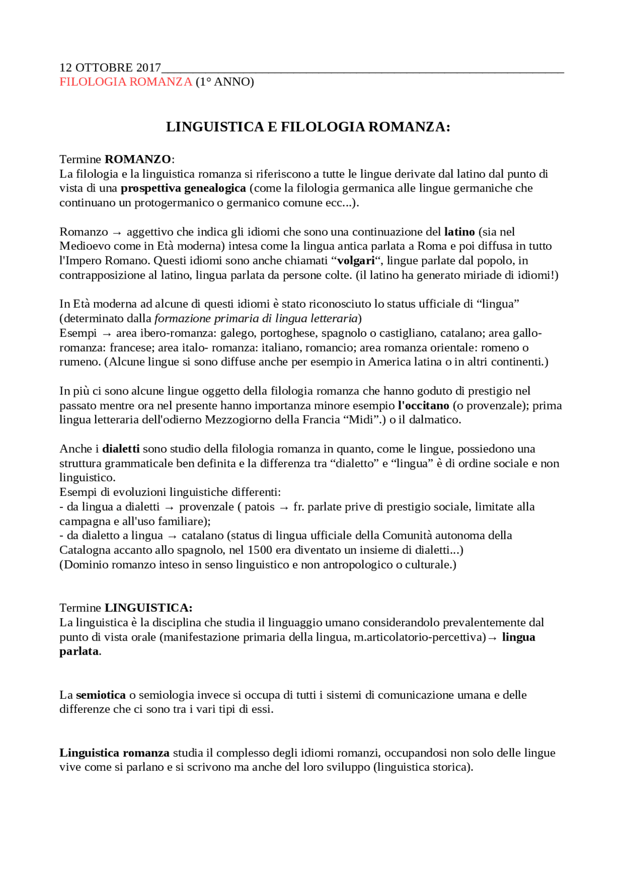 Riassunto Manuale Di Linguistica E Filologia Romanza Docsity