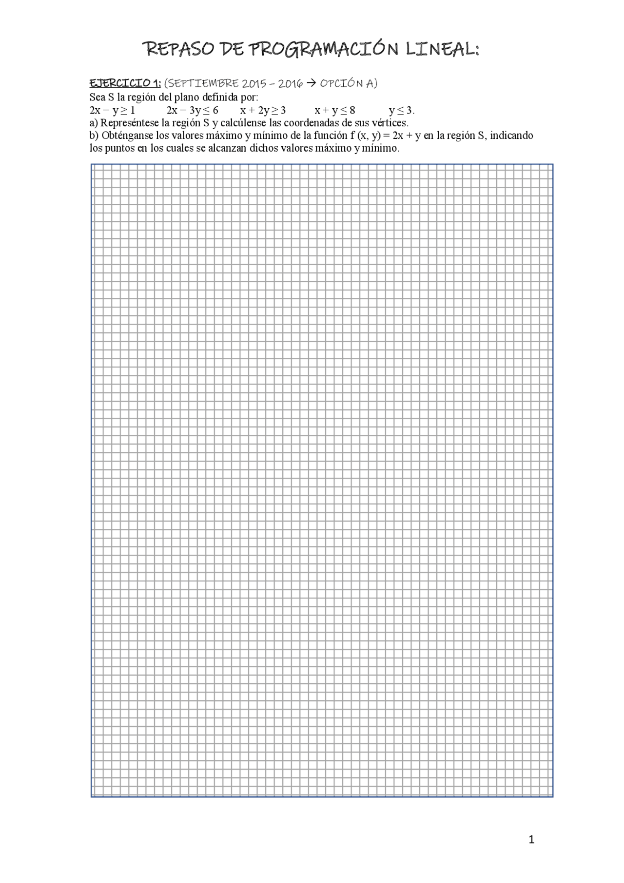 Repaso Programación Lineal Docsity