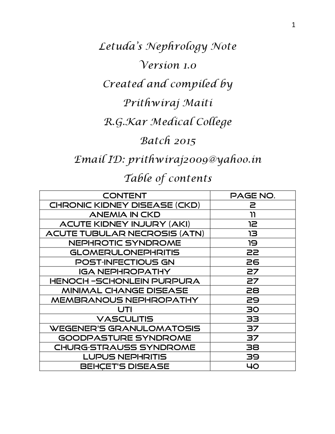 Nephrology , medicine - Docsity