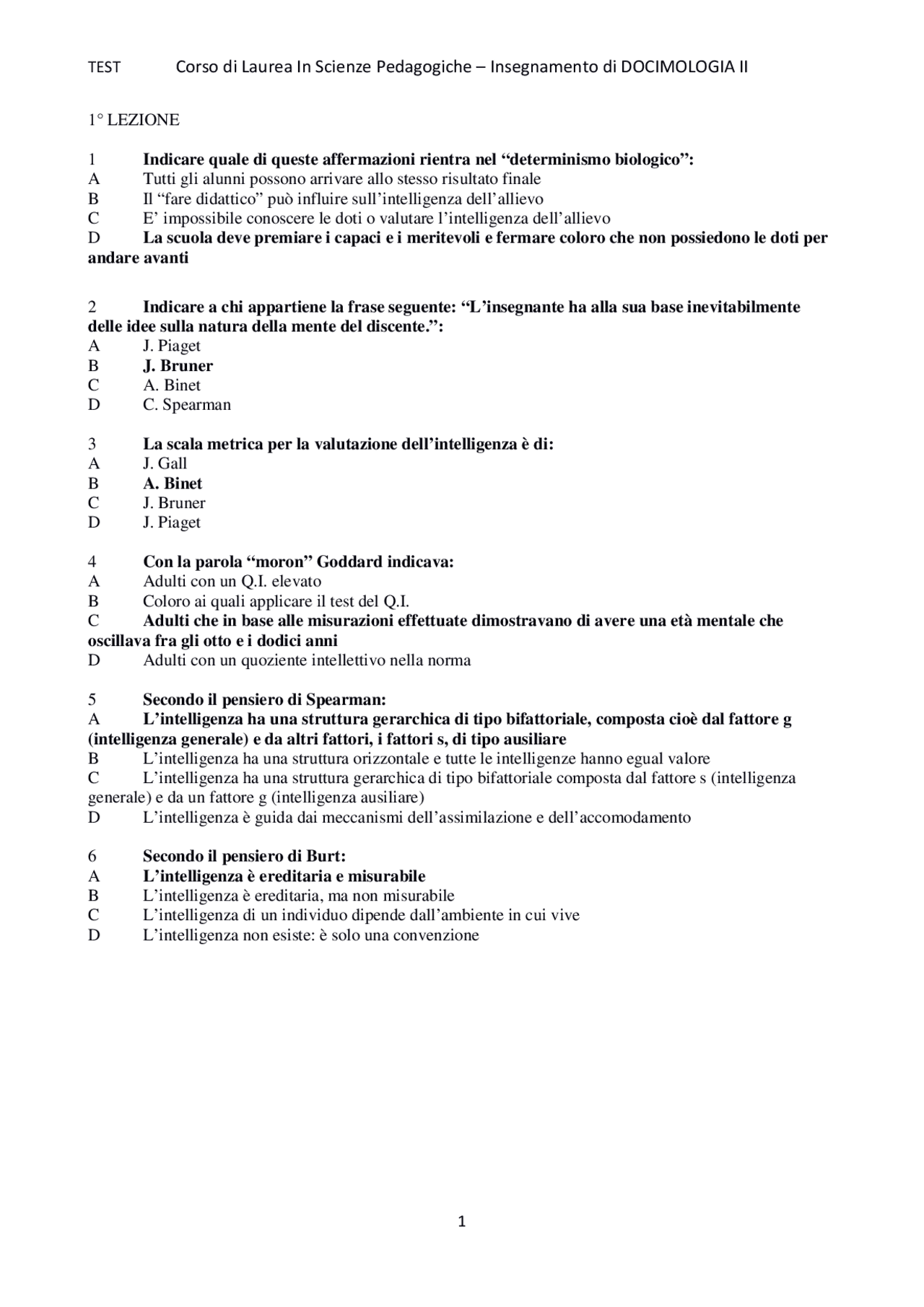 Test Di Autovalutazione Docimologia Ii Docsity
