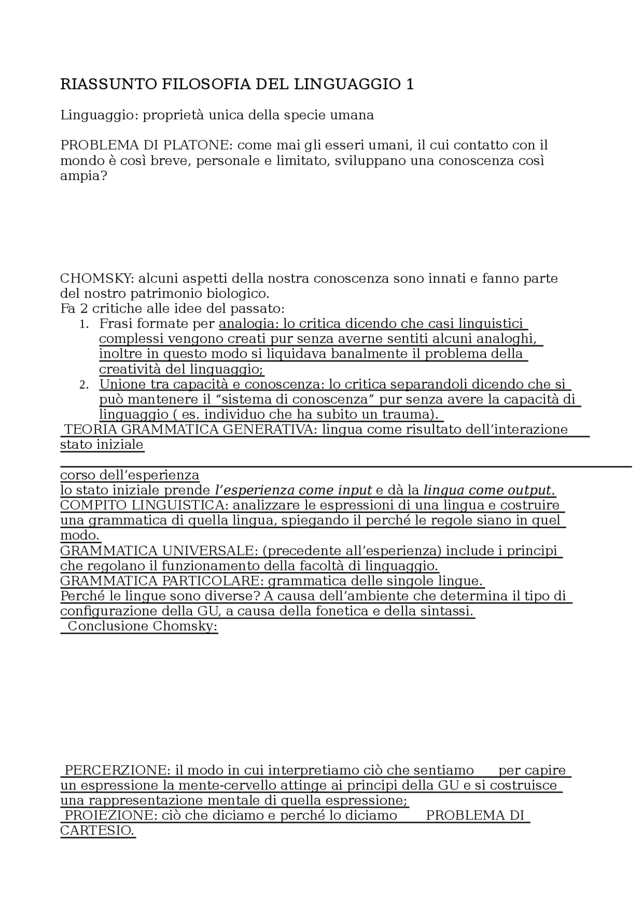 Linguaggio E Problemi Della Conoscenza Noam Chomsky Docsity