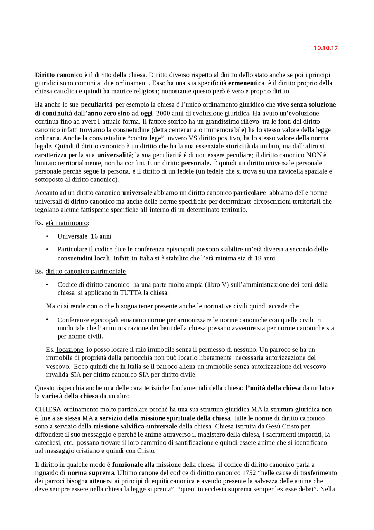 Appunti Diritto Canonico Docsity