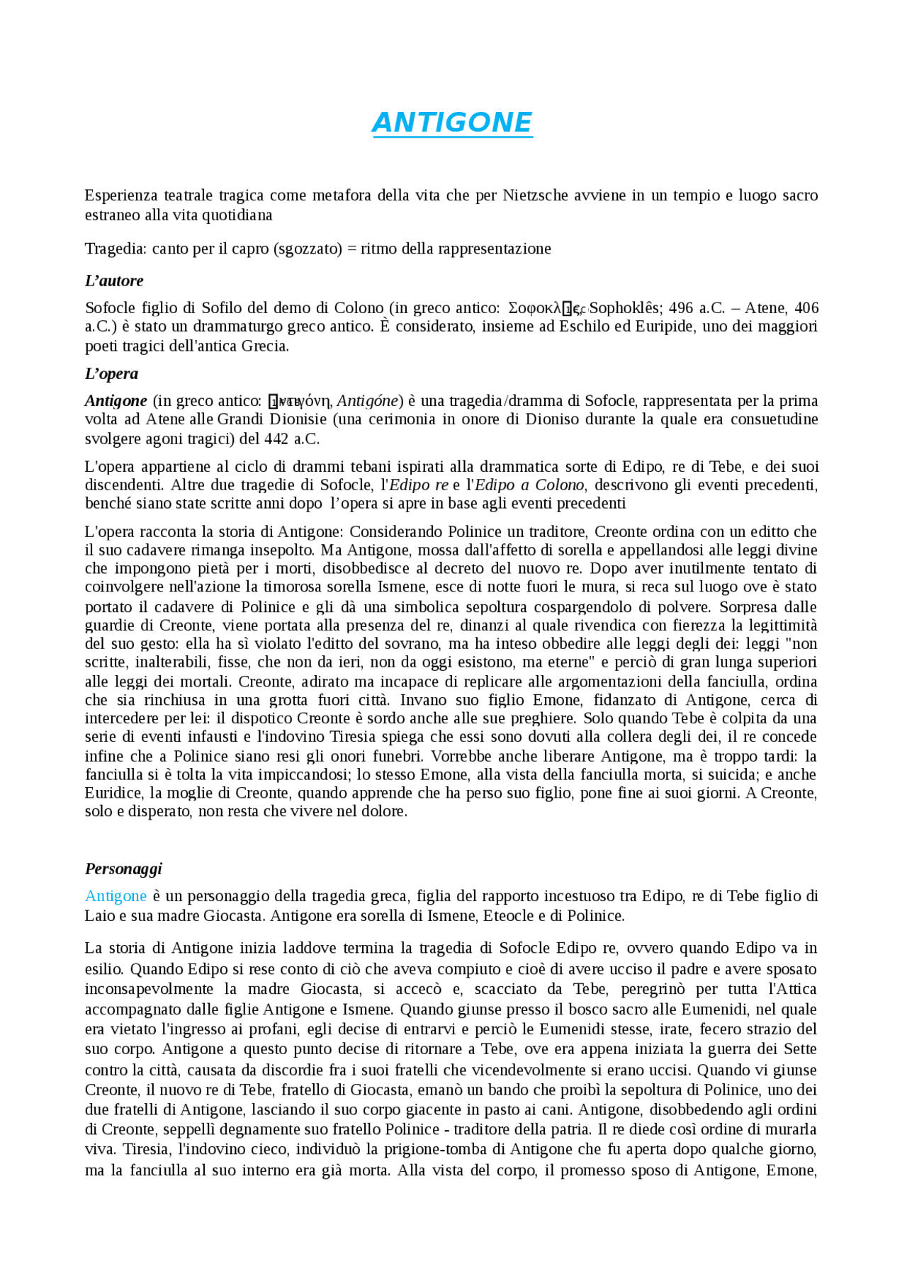 Antigone Tragedia Di Sofocle Docsity