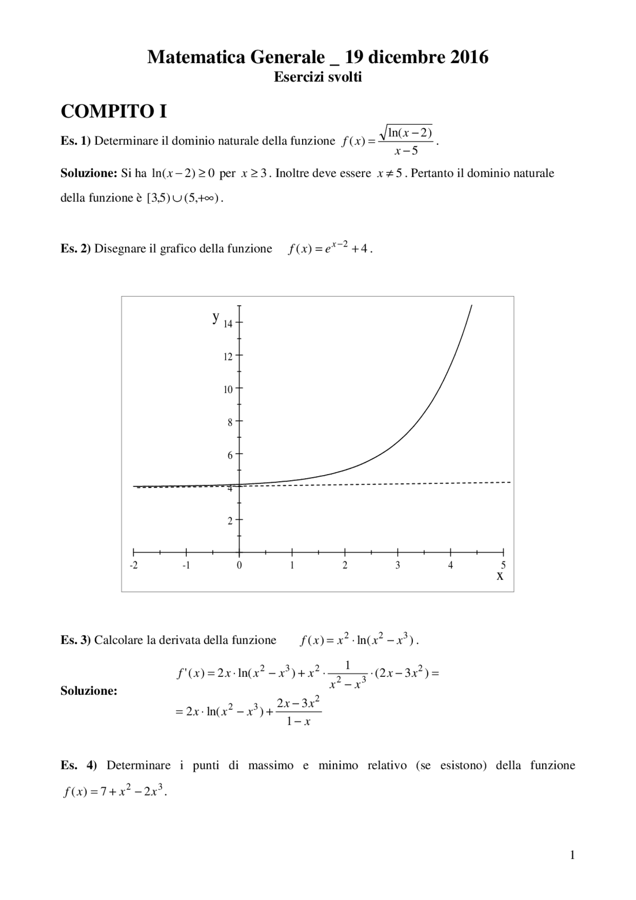 Matematica generale compito e soluzioni - Docsity