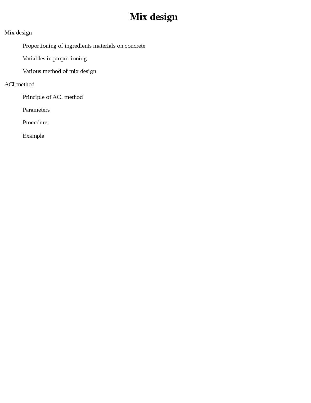 ACI Method - Concrete mix design - Docsity