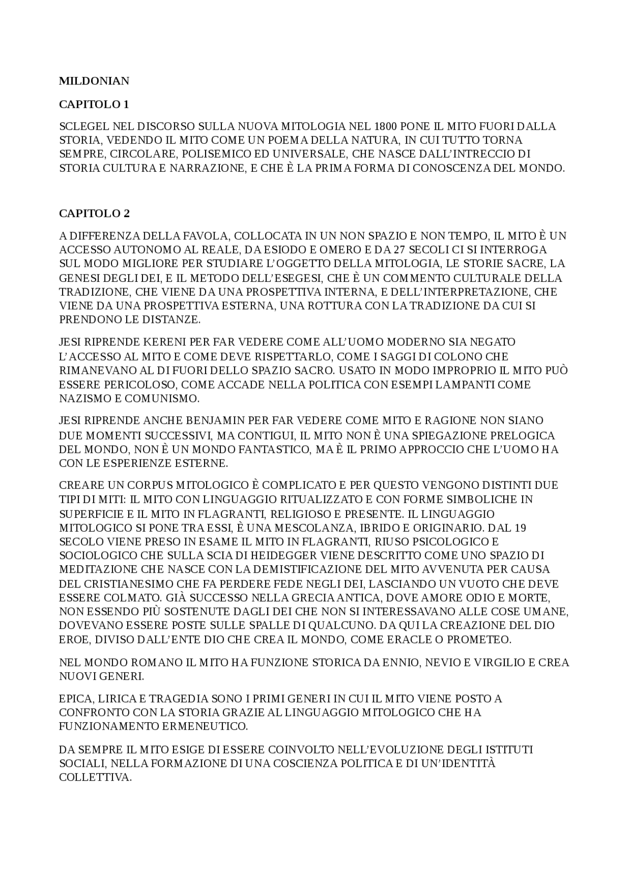 Riassunto Testo Mildonian Docsity