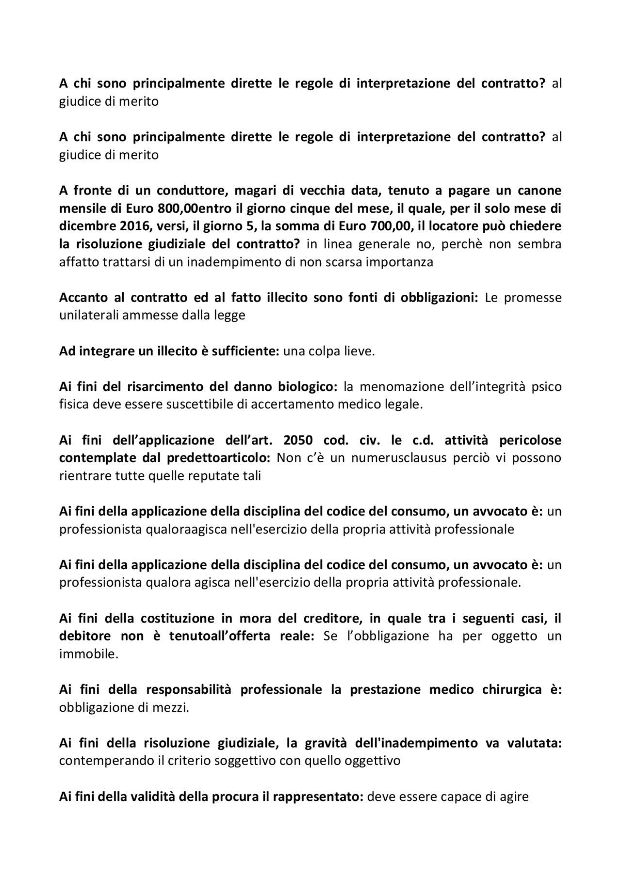 Test Per Diritto Civile Docsity