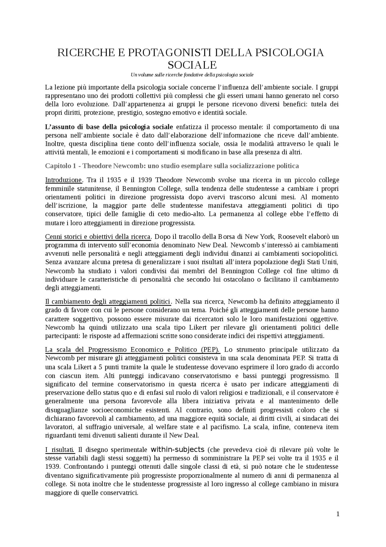 Ricerche E Protagonisti Della Psicologia Sociale Docsity