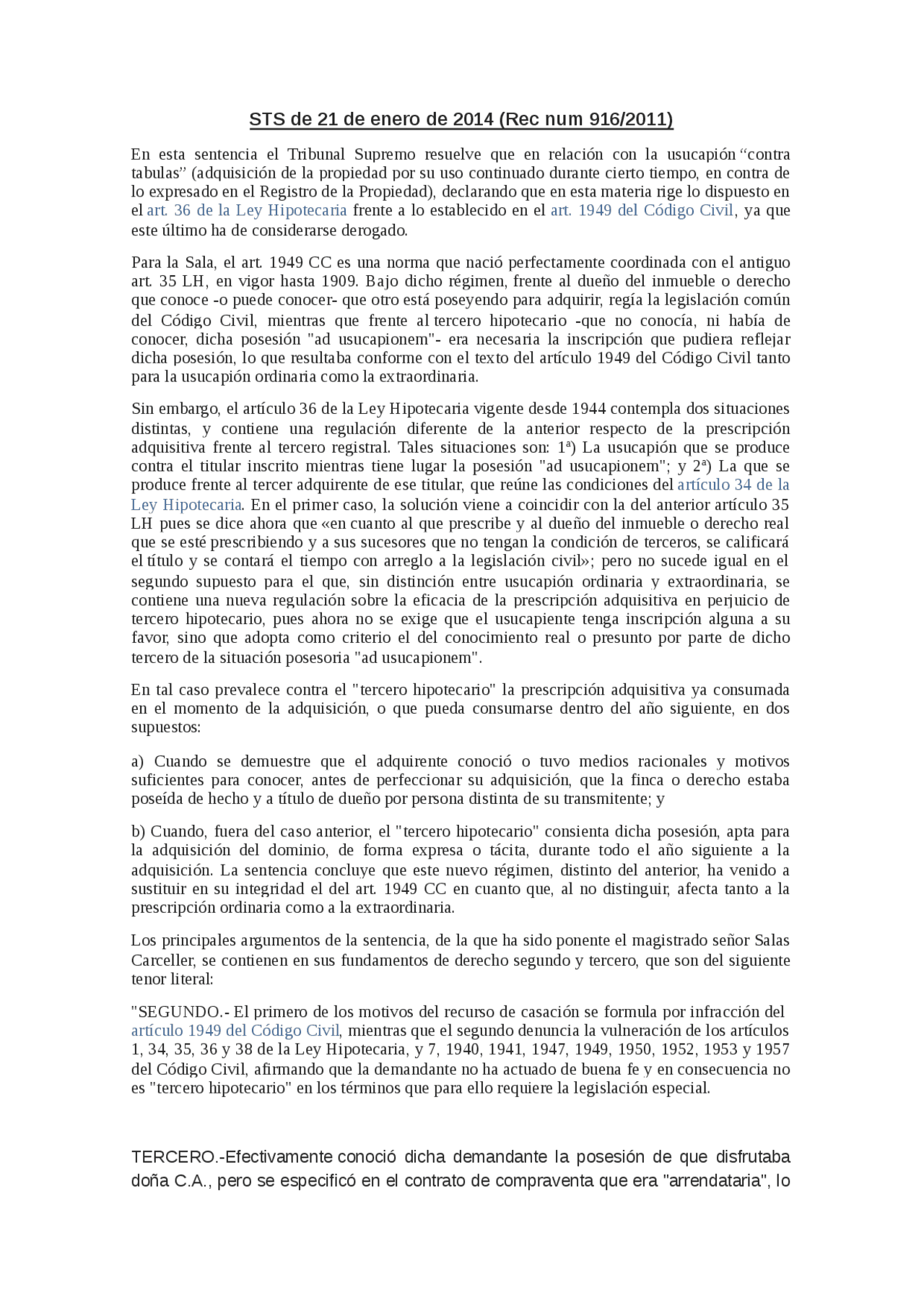 Sentencia Civil Caso Practico Docsity