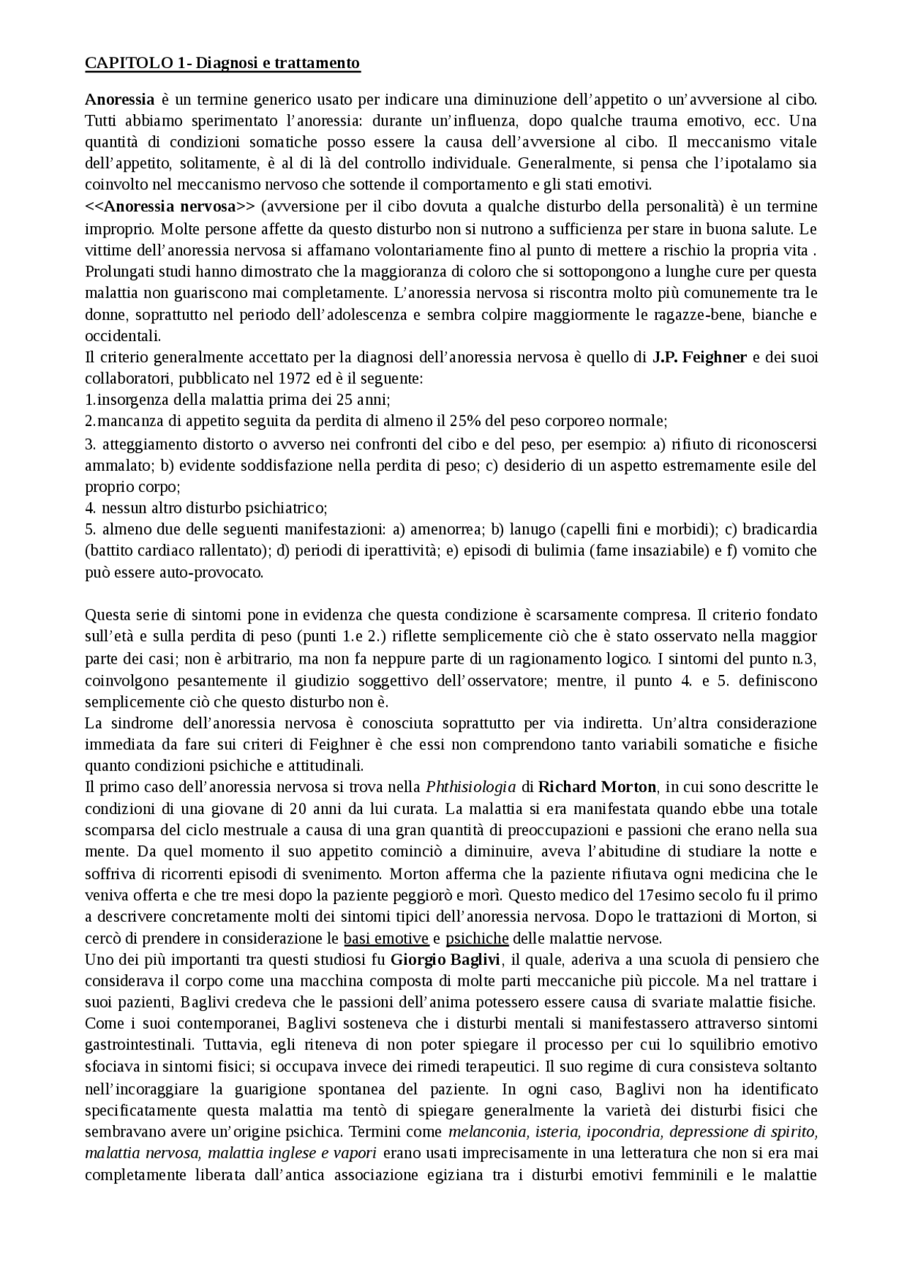 Riassunto La Santa Anoressia Docsity