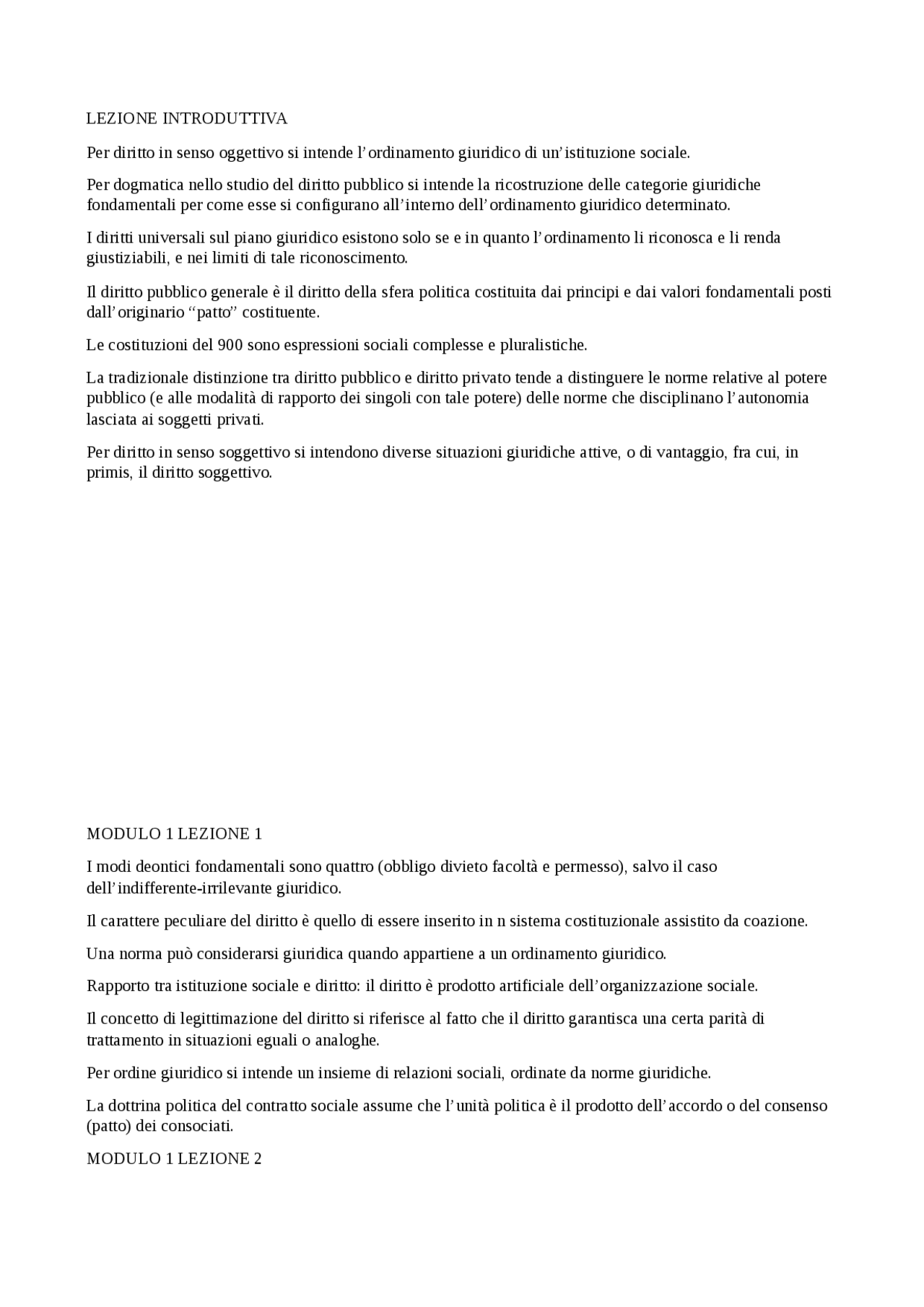 Diritto Pubblico Sintesi Unicusano Docsity