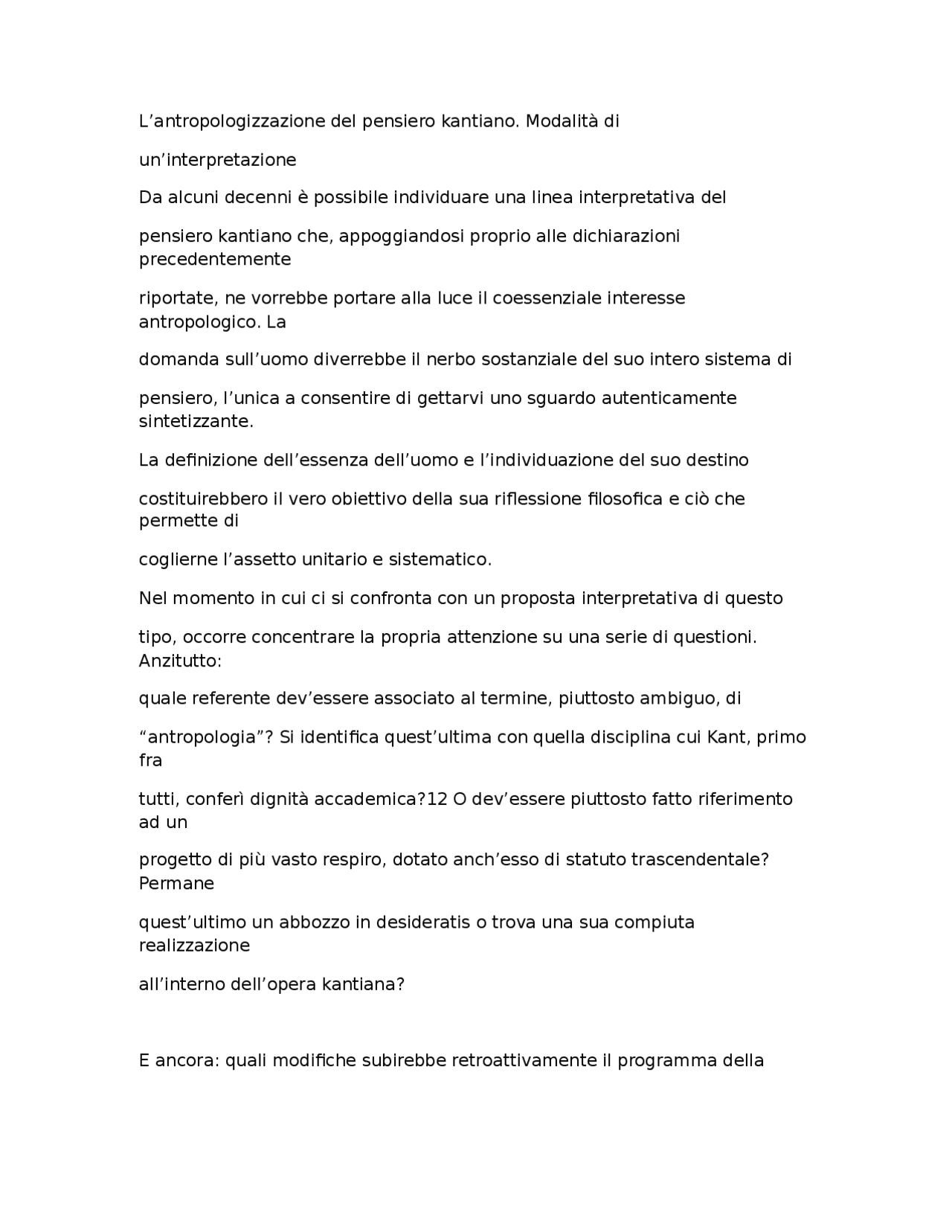 Sviluppo E Pensiero Di Kant Docsity