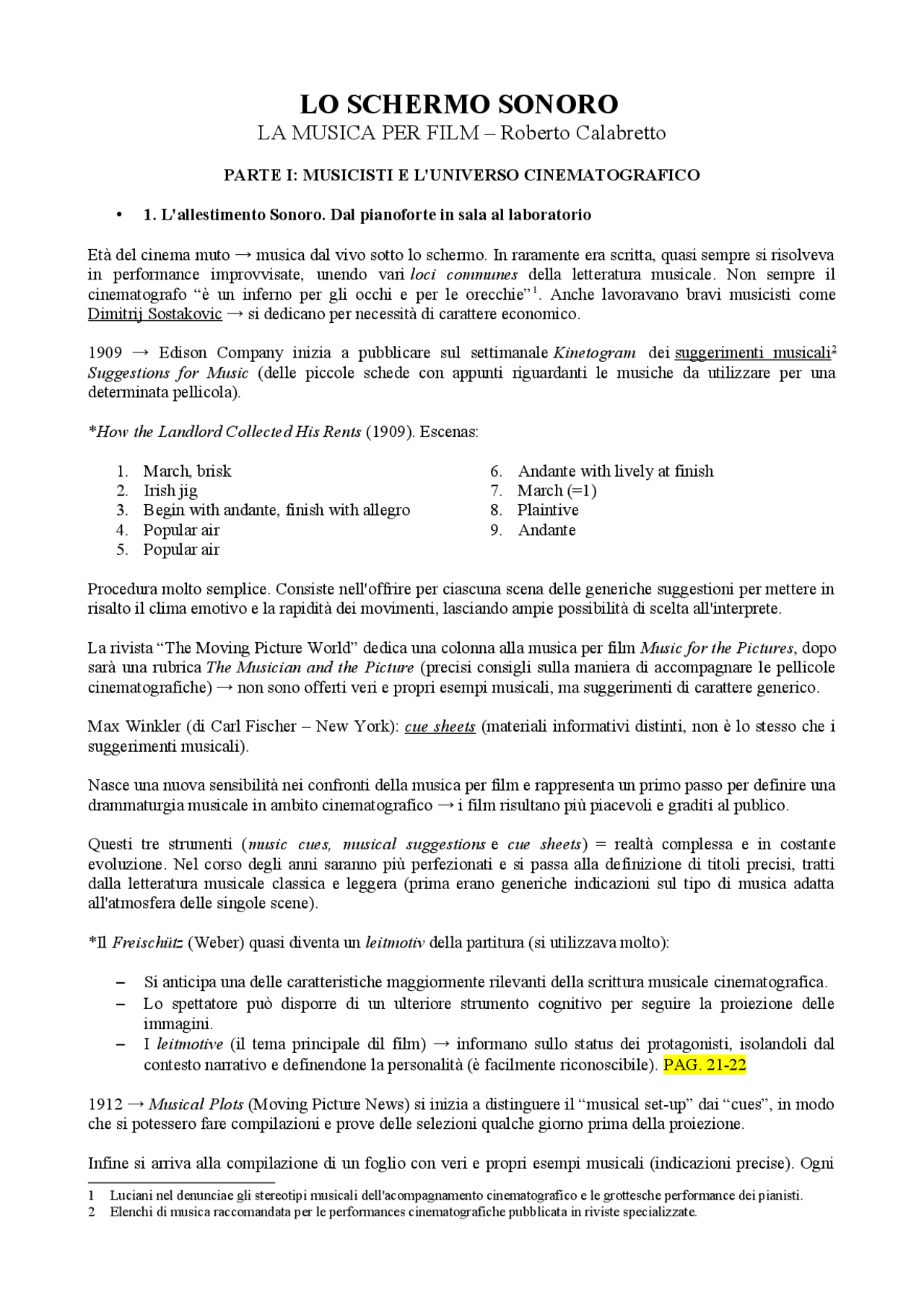 Riassunto Lo Schermo Sonoro Docsity