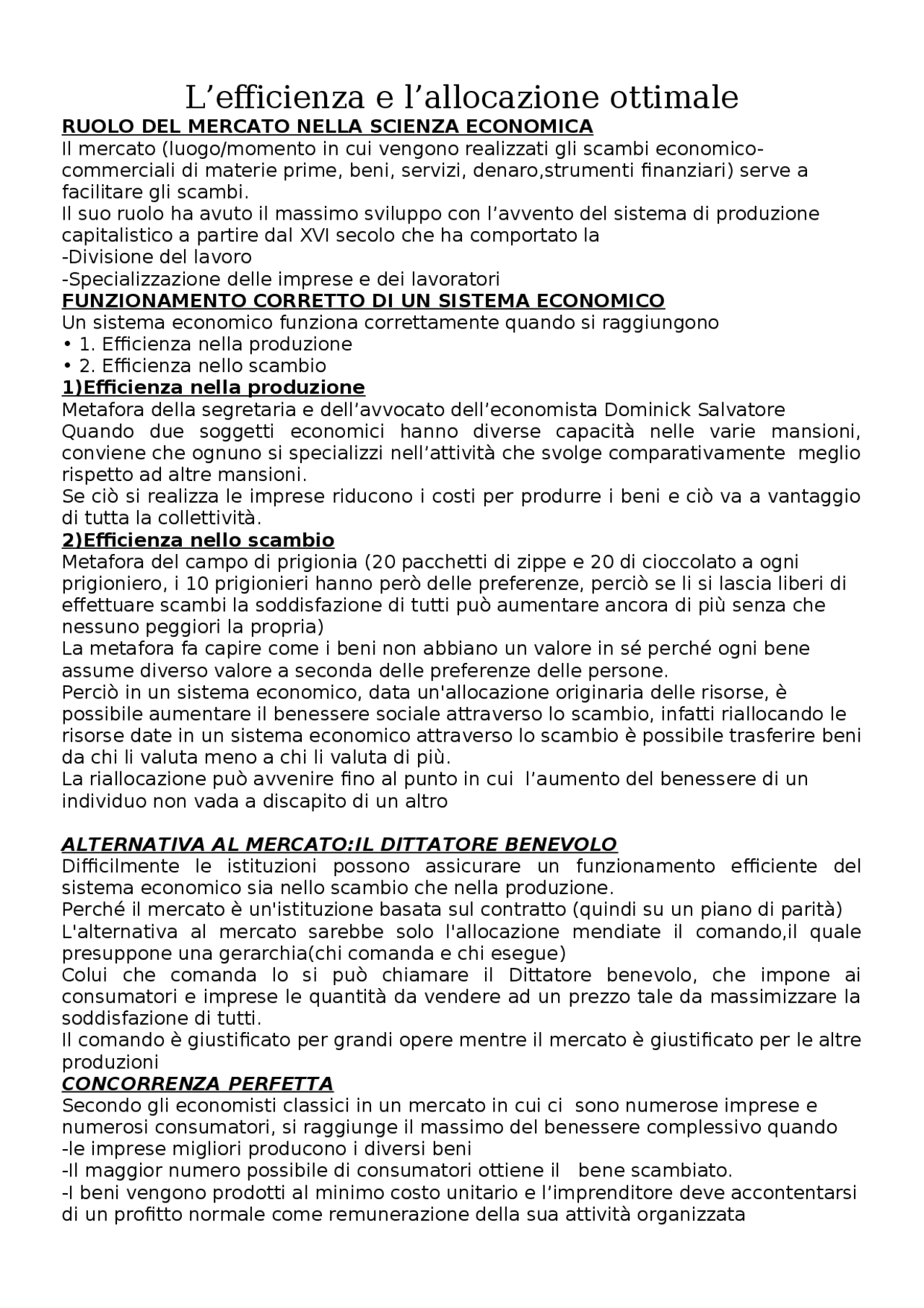 I Mercati In Economia Docsity