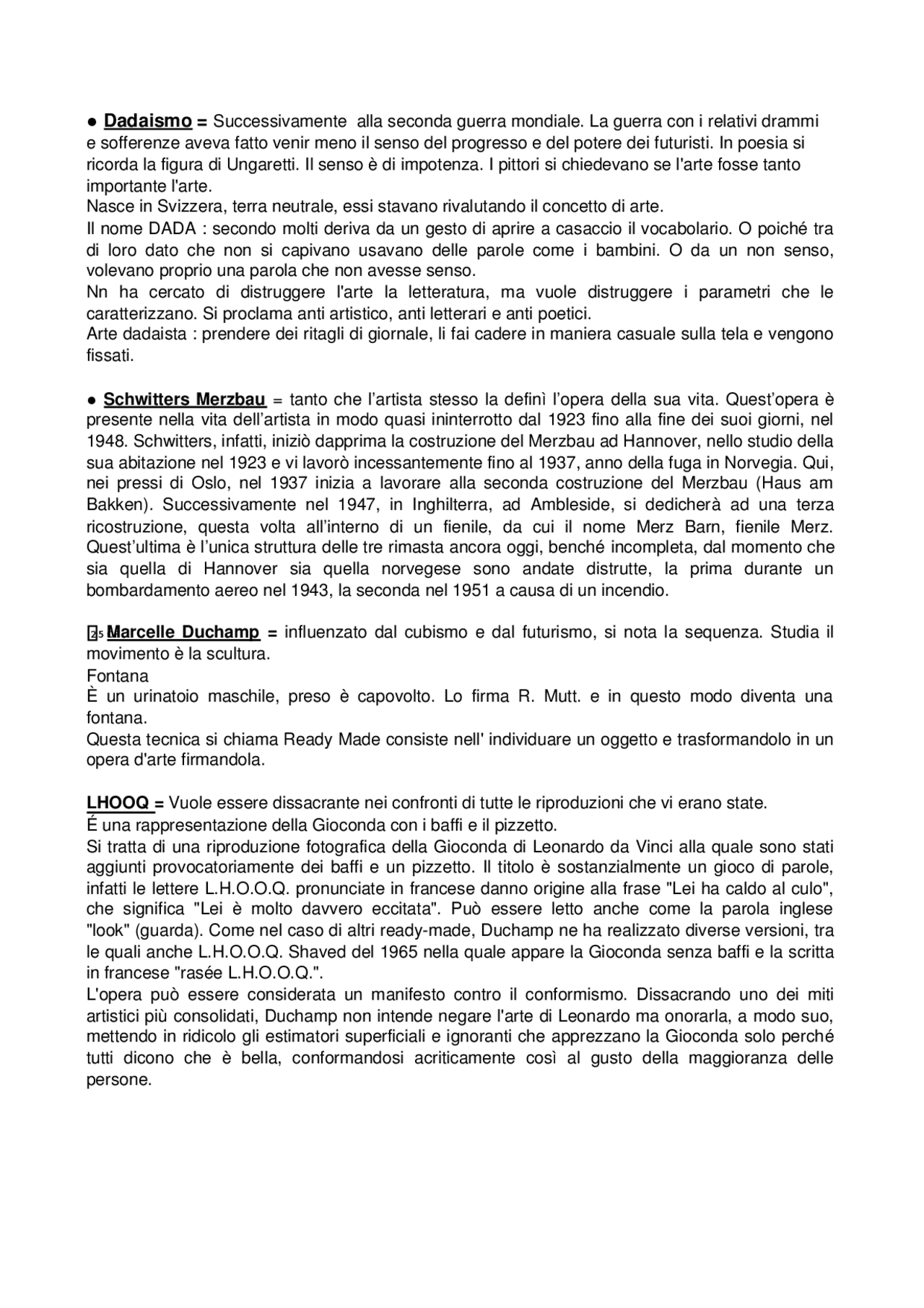 Appunti Riguardanti Dadaismo Docsity