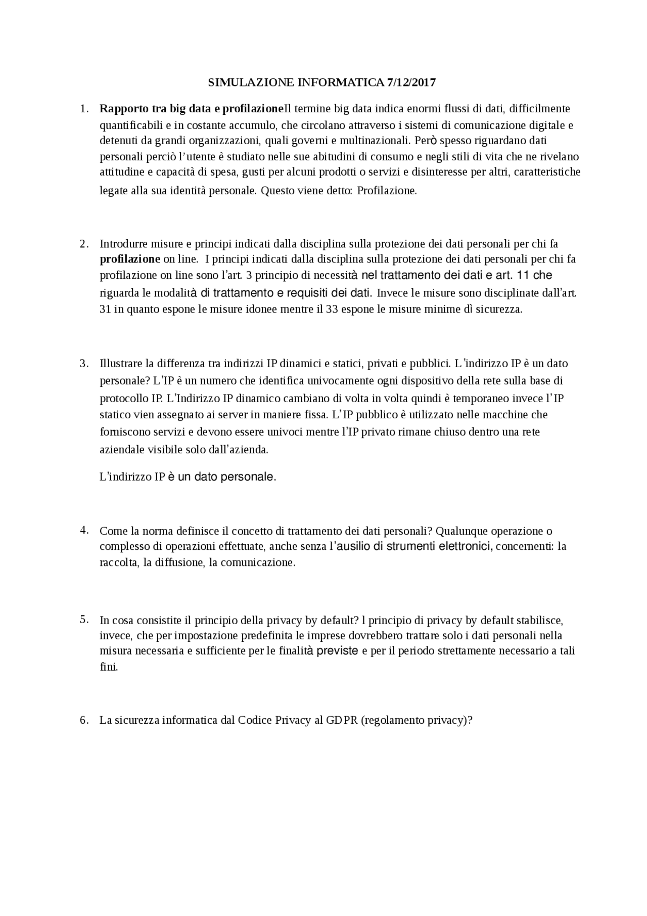 Informatica Giuridica Docsity
