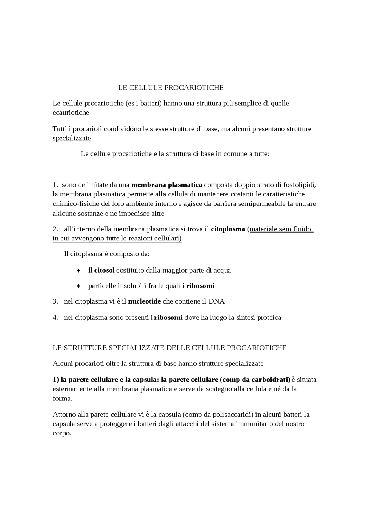 Le Cellule Procariotiche E Eucariotiche Docsity