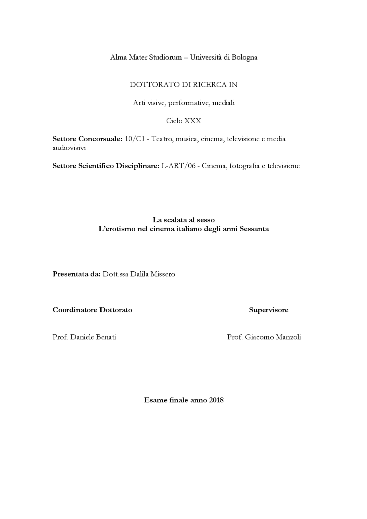 Dalila Missero Tesi Laurea Docsity