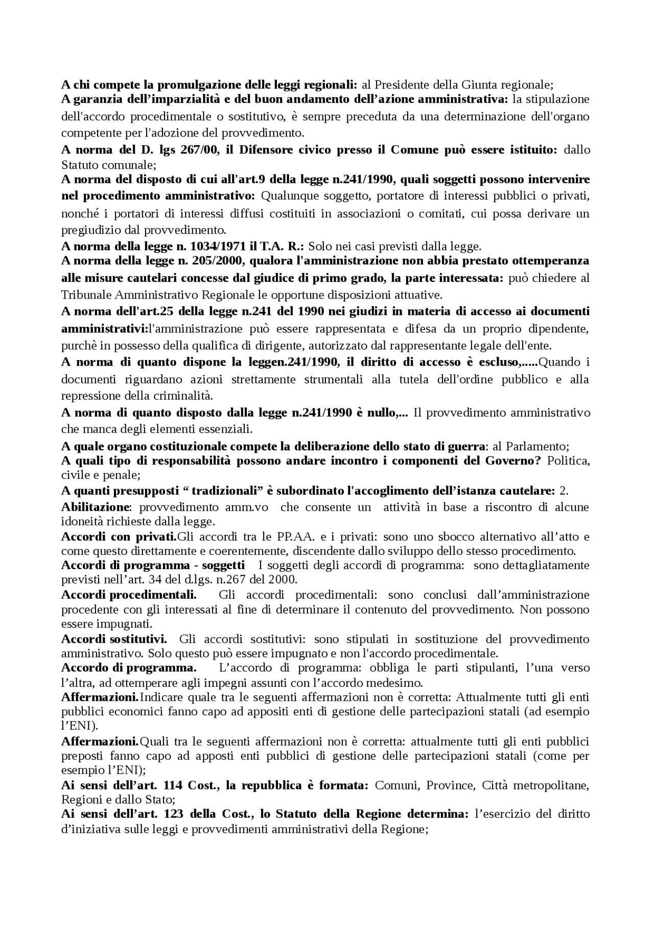 Diritto Amministrativo Pegaso Docsity
