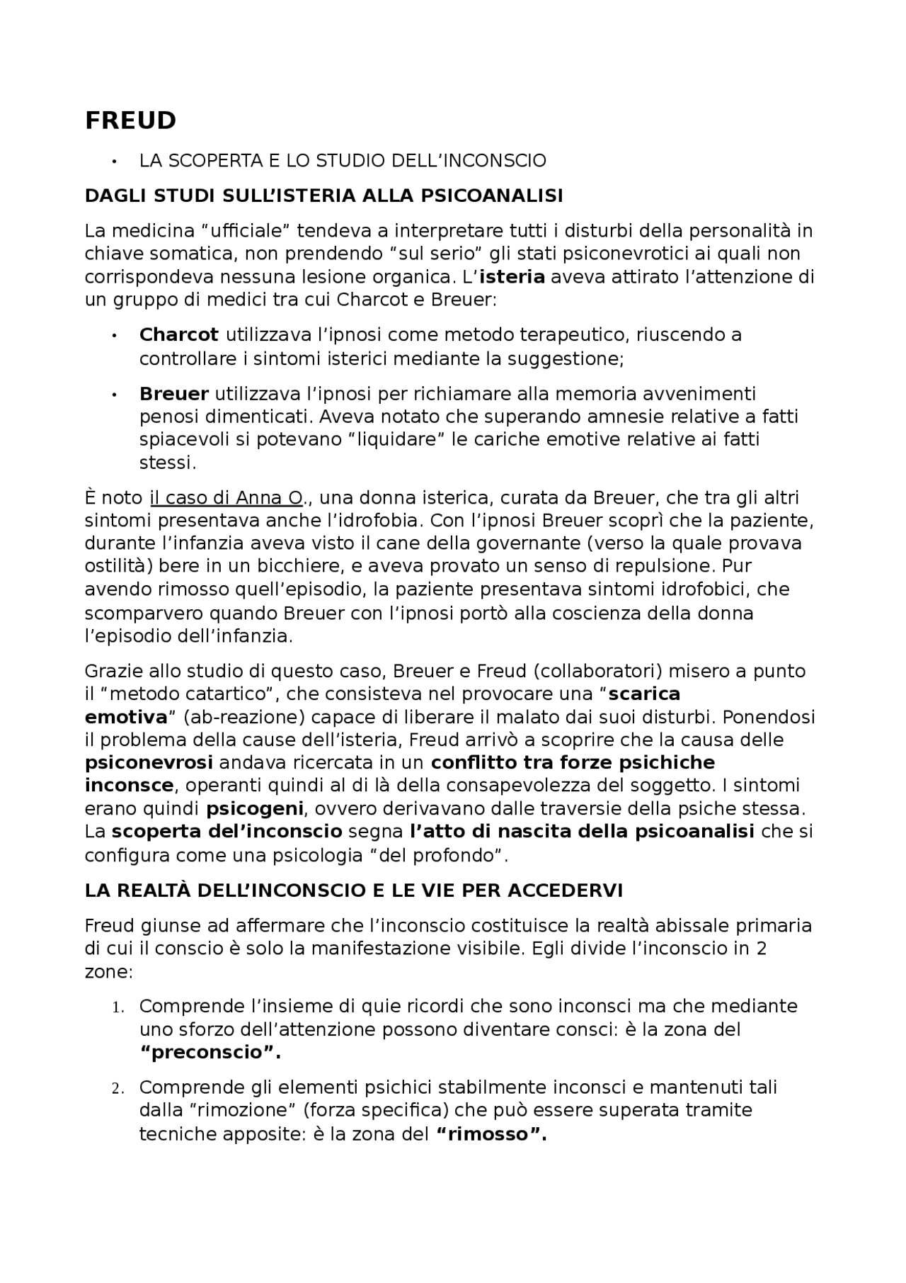 Sigmund Freud Sintesi Docsity