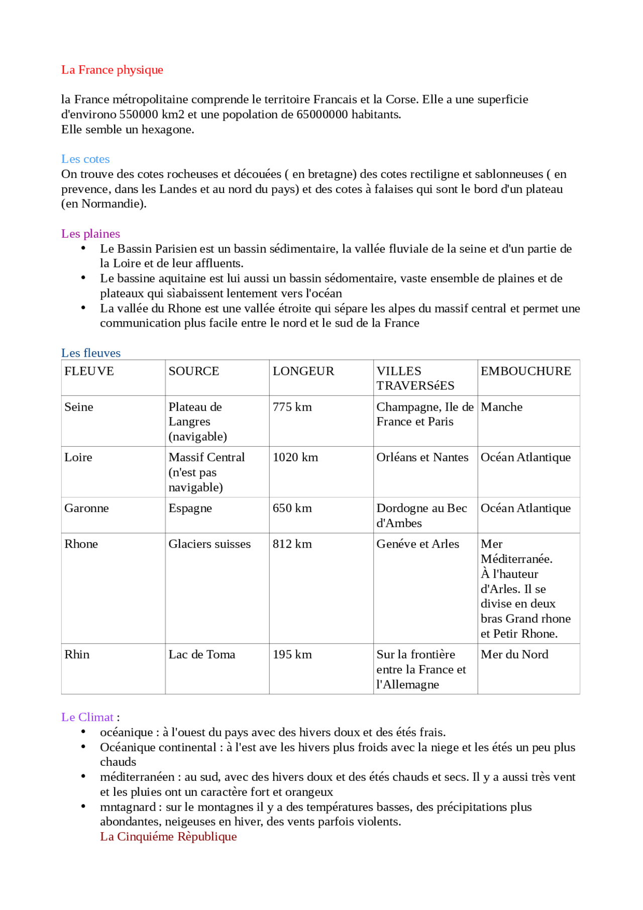 La Francia Fisica E Repubblica Francese Docsity