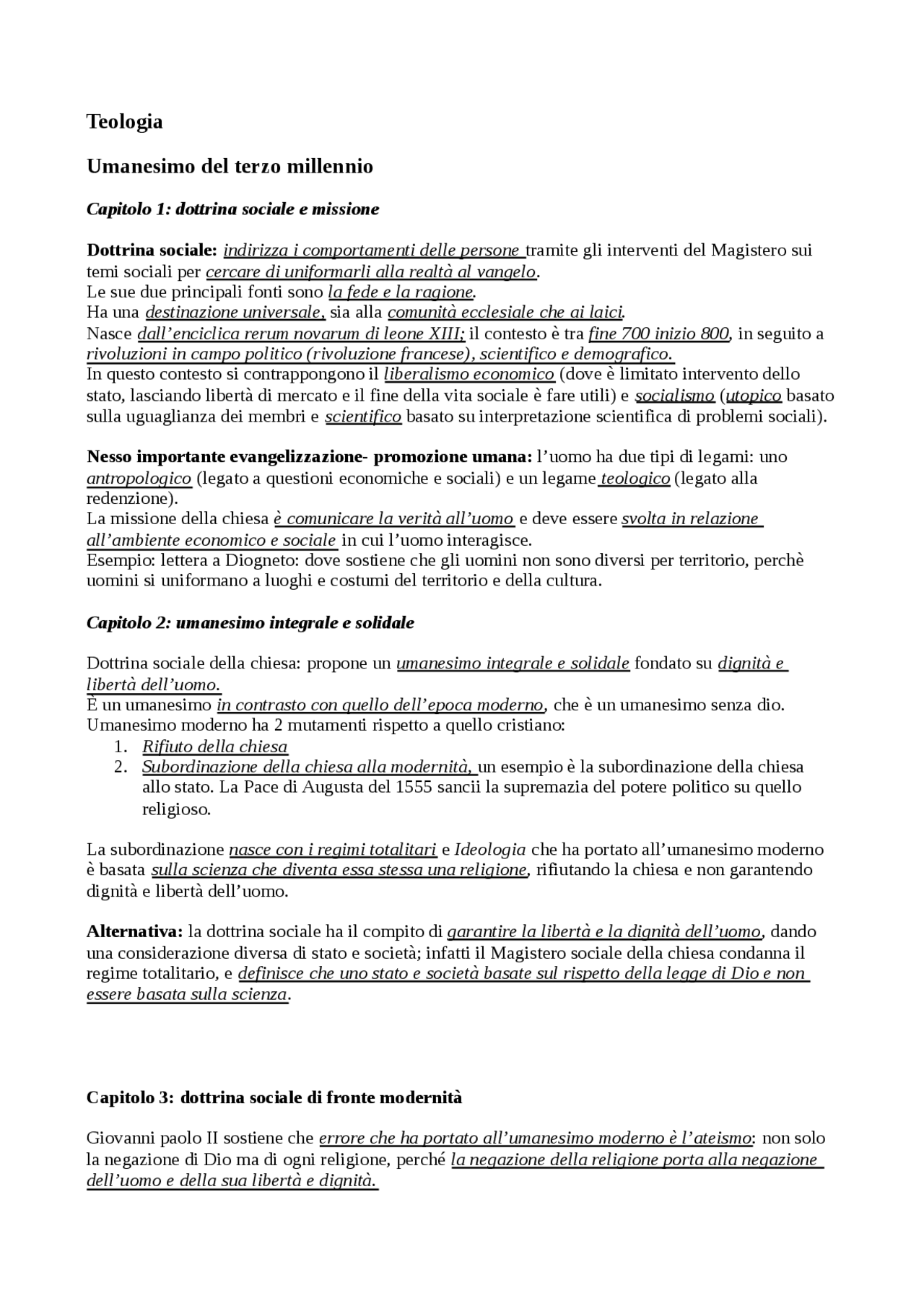 Riassunto Esame Teologia Salvioli Unicatt Docsity
