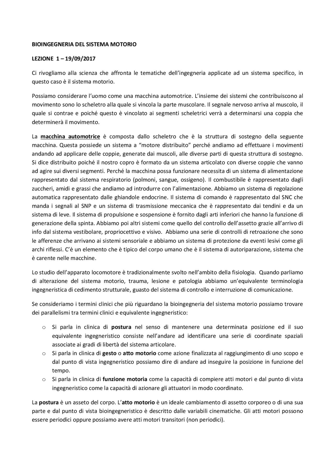 Bioingegneria Del Sistema Motorio Prof Frigo Docsity