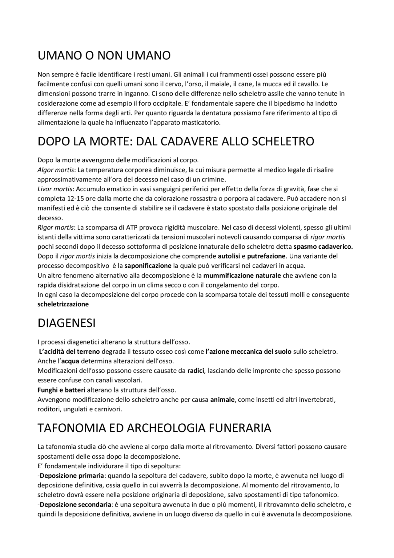 Riassunto Archeologia Dei Resti Umani Docsity