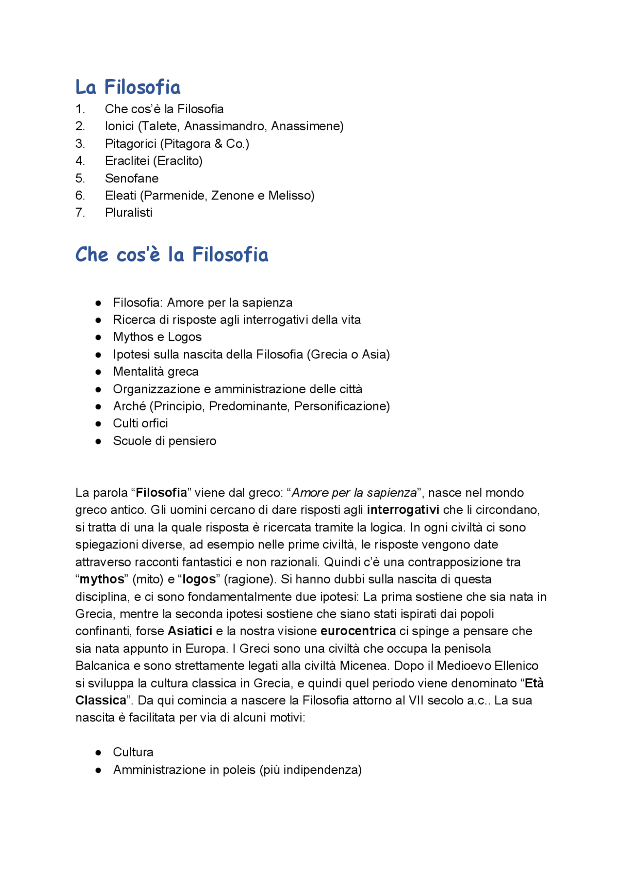 Filosofia 3° Liceo Scientifico Docsity