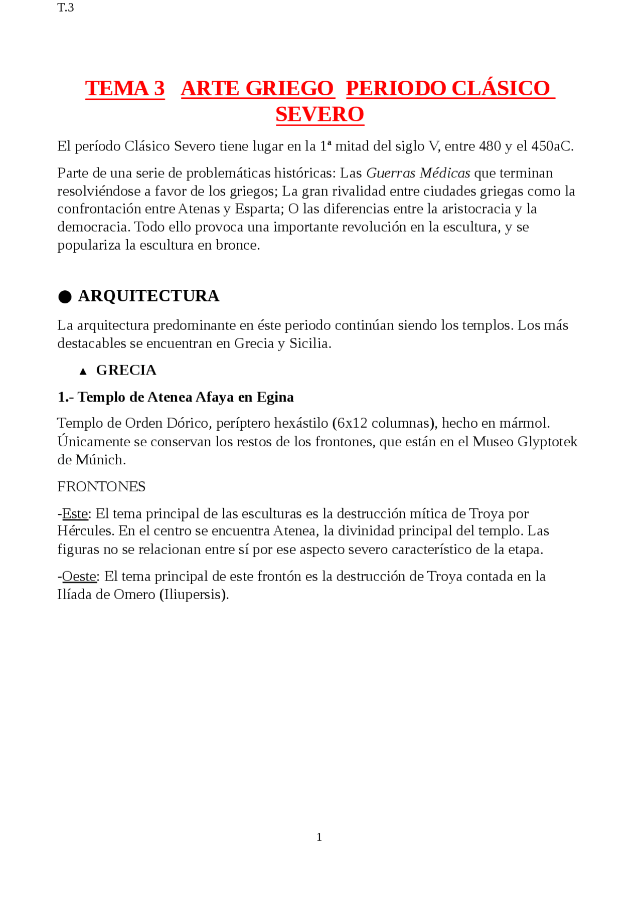 Arte Griego Periodo Clásico Severo | Apuntes de Historia del Arte | Docsity