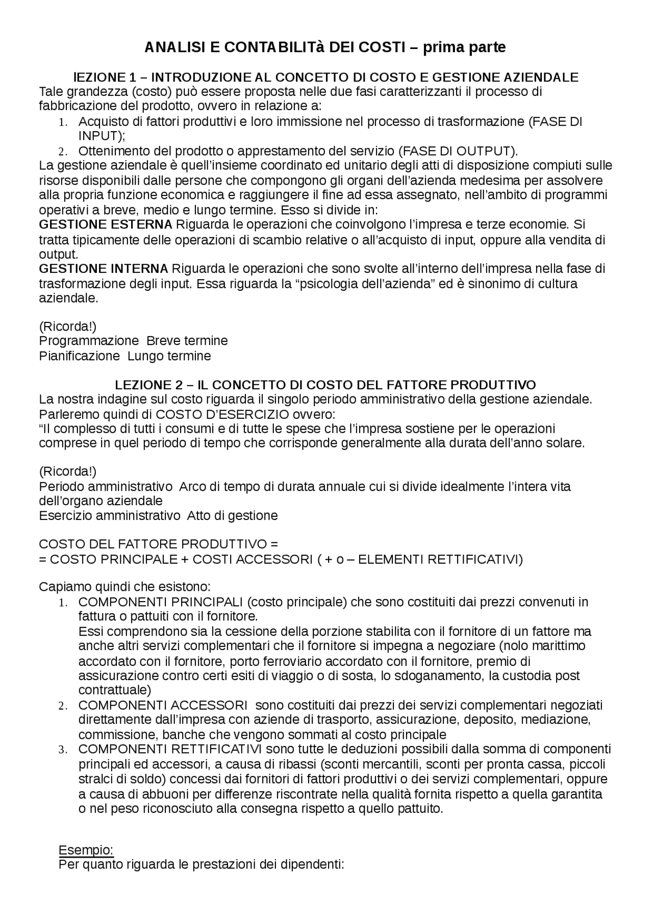 Analisi E Contabilità Dei Costi Docsity