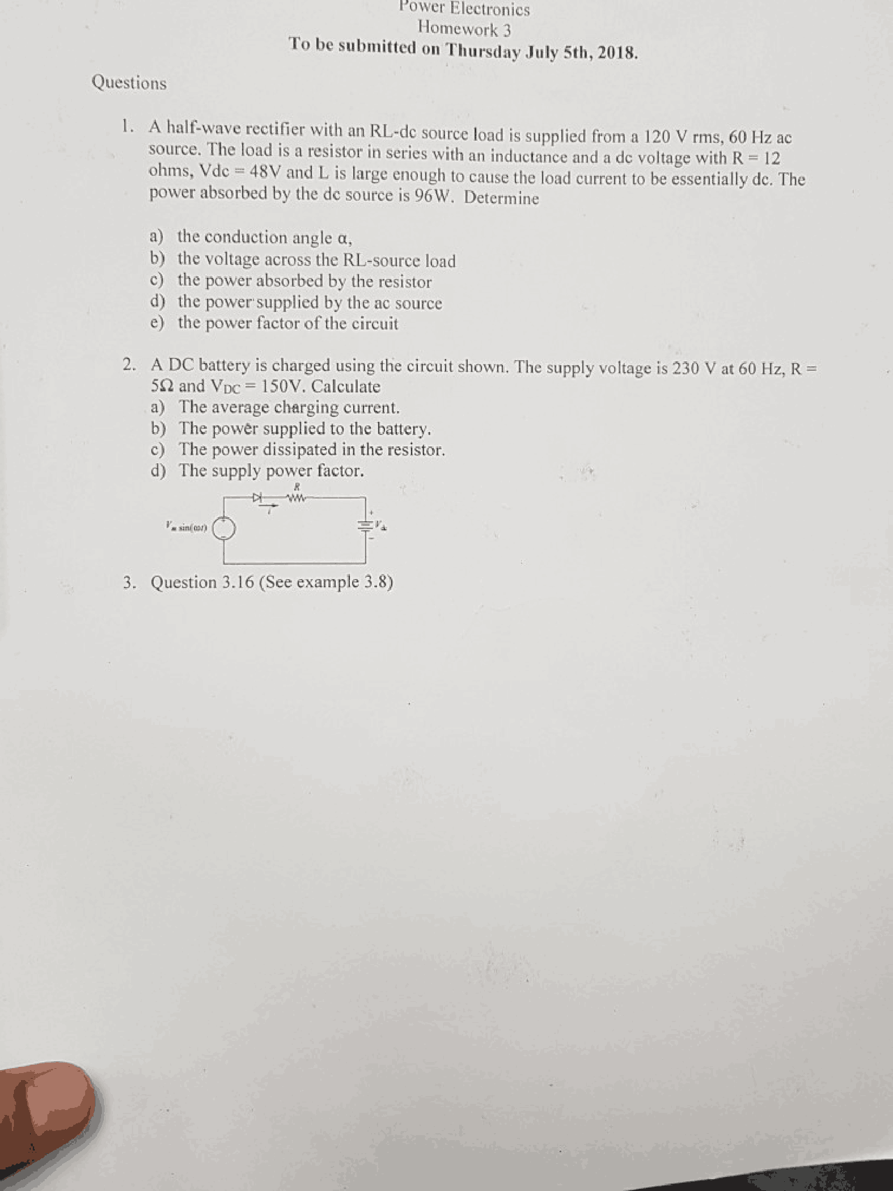 Power Electronic Question Docsity