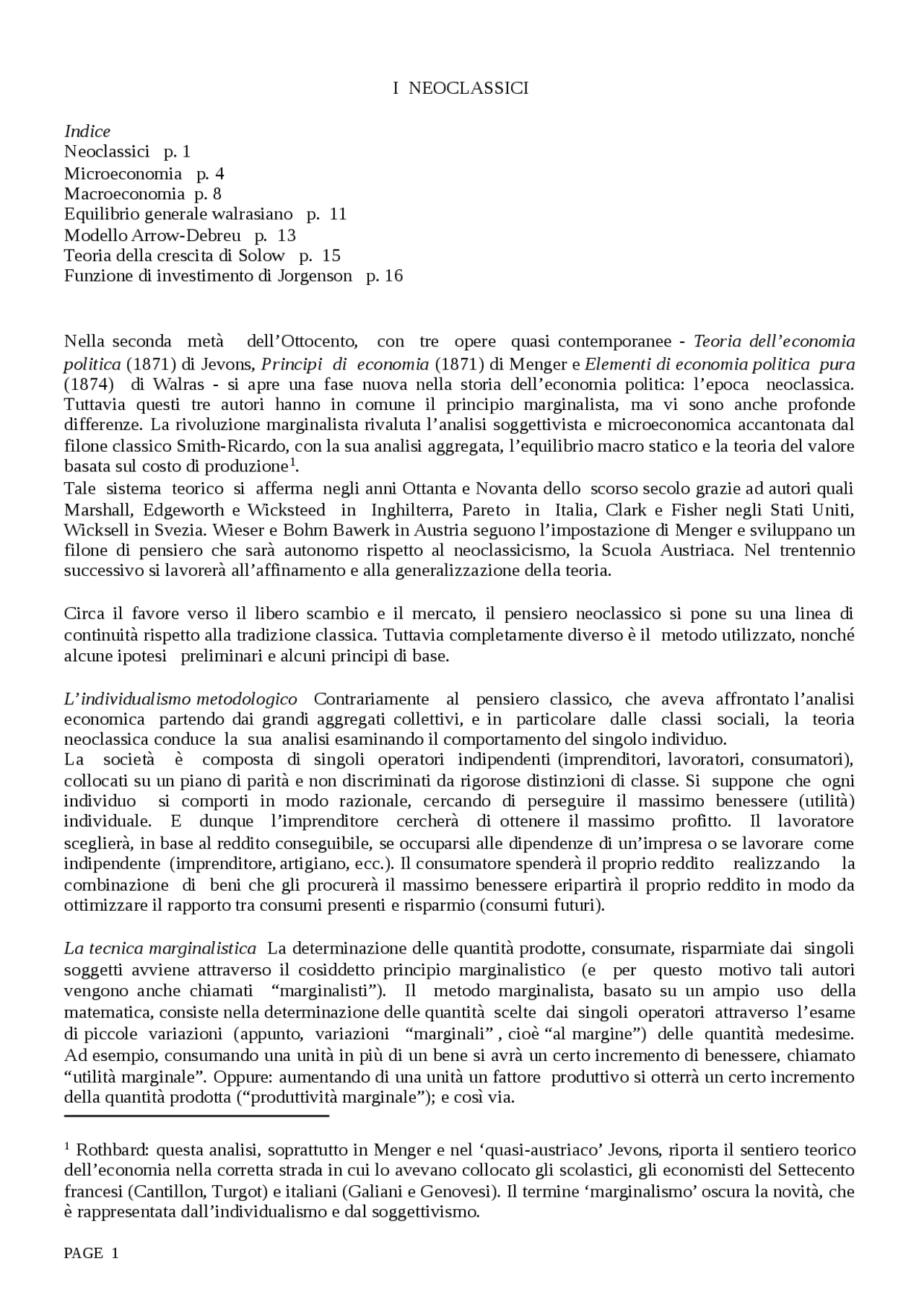 Teoria Delleconomia Neoclassica Docsity