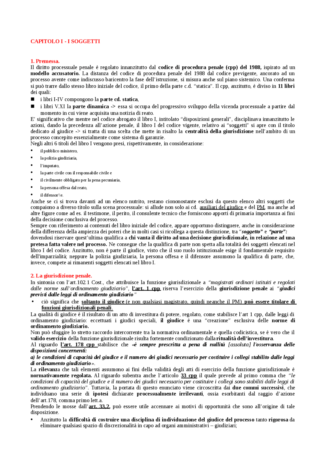 Riassunto Conso Grevi Capitolo 1 Procedura Penale Docsity