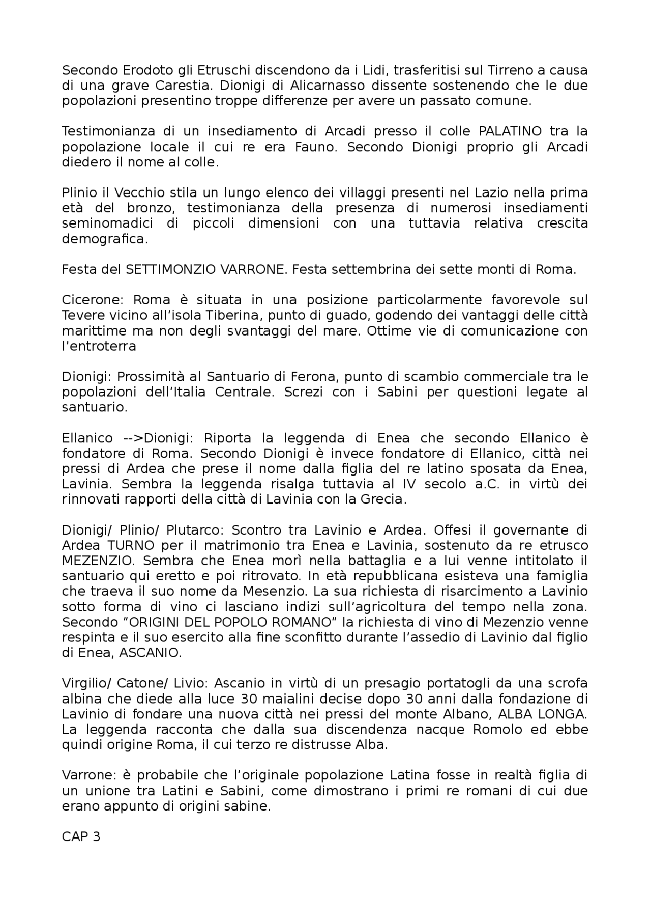 Fonti Per La Storia Romana Docsity