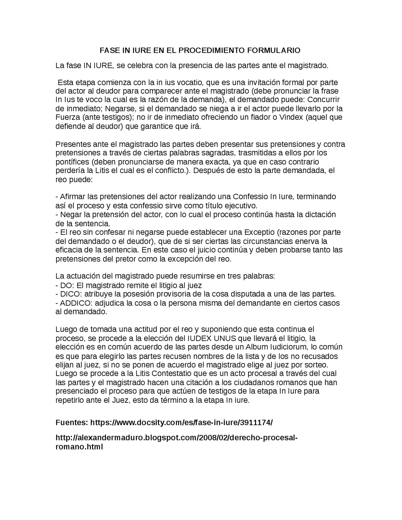 Fase in Iure en el Procedimiento Formulario | Apuntes de Derecho Romano ...