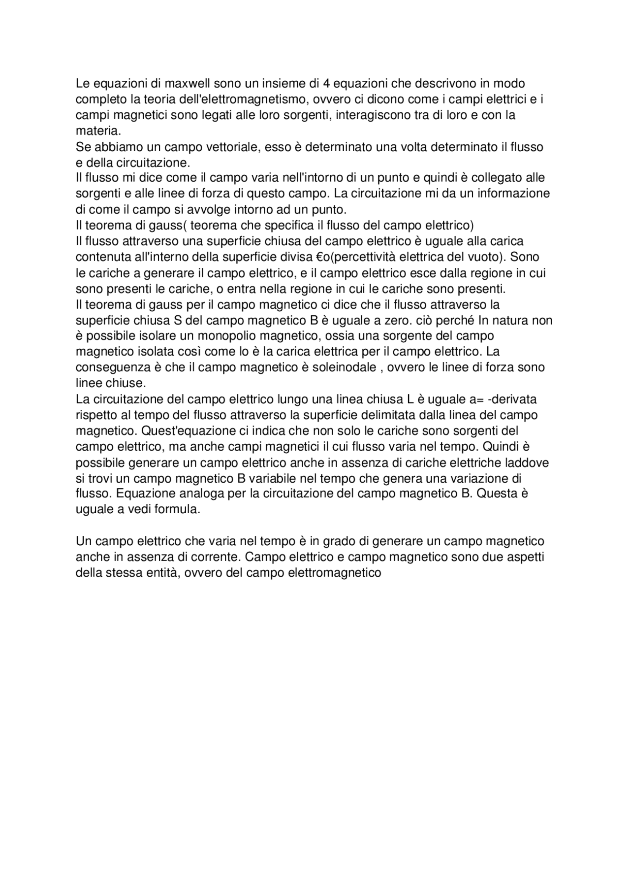 Equazioni Maxwell Fisica 5 Anno Appunti Di Fisica Docsity
